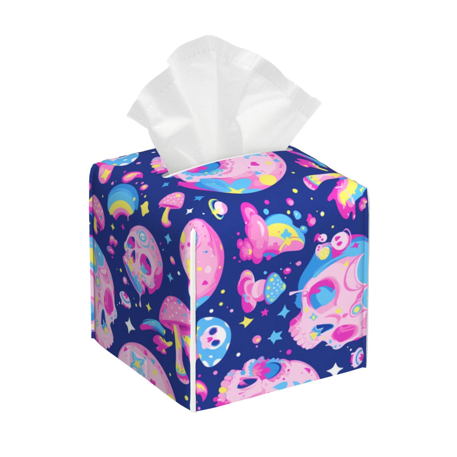 Fuzoiu colorful Skull mushroom rainbow Print Tissue Box Cover Holder ...