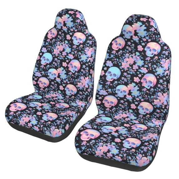 Fuzoiu cool Skull flower Print Seat Covers Set, Car Seat Covers Front ...