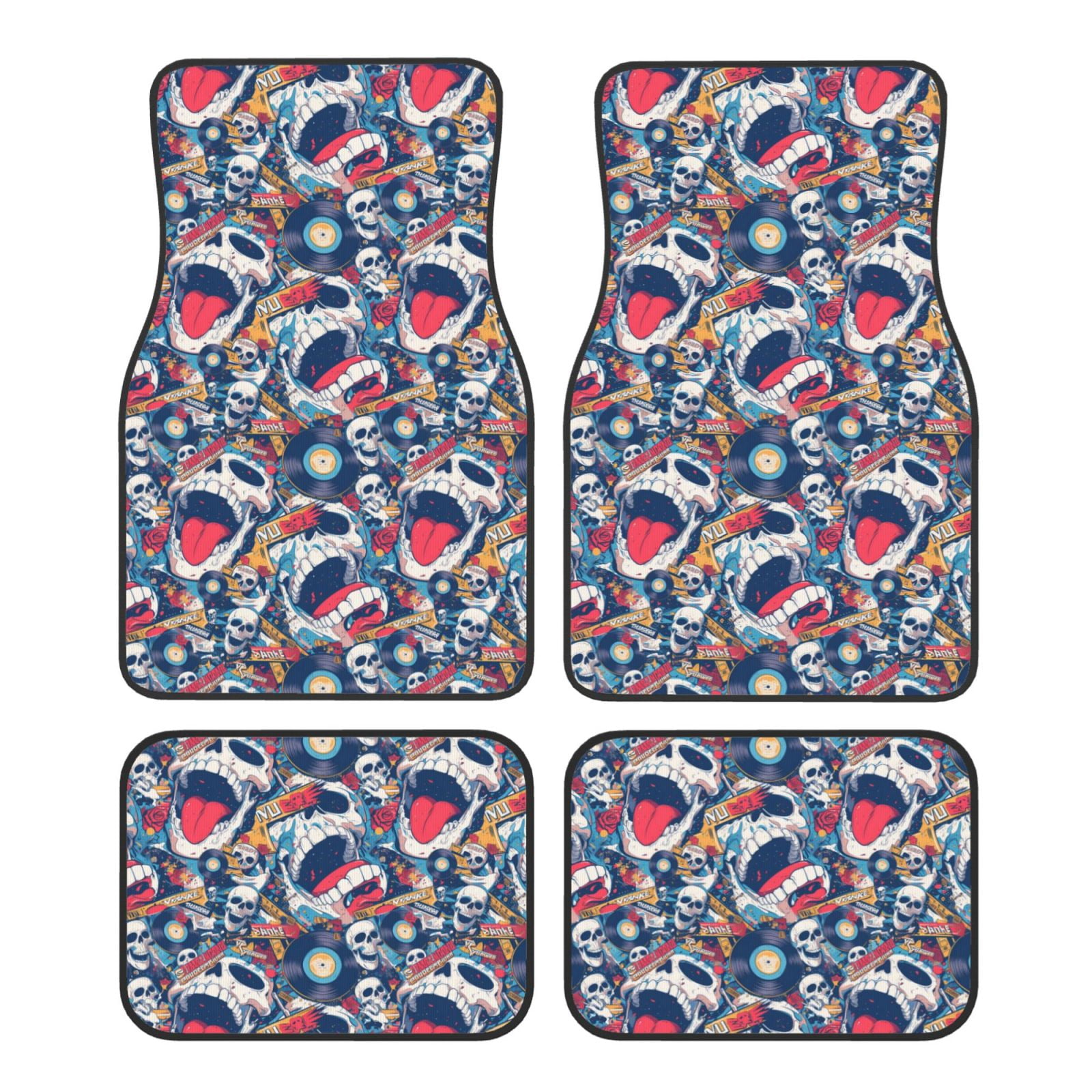 Fuzoiu cool rock Skull Print Carpet Floor Mats for Car,Car Foot Mat Set ...