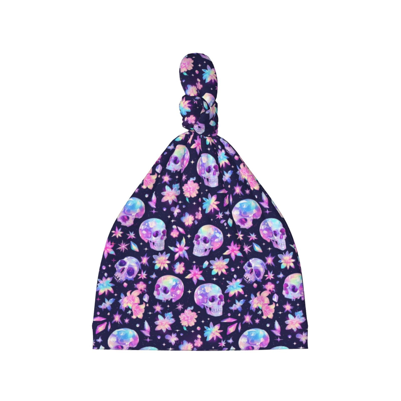 Fuzoiu crystal Skull flower cool Print Baby Newborn Hats Set Stretchy ...