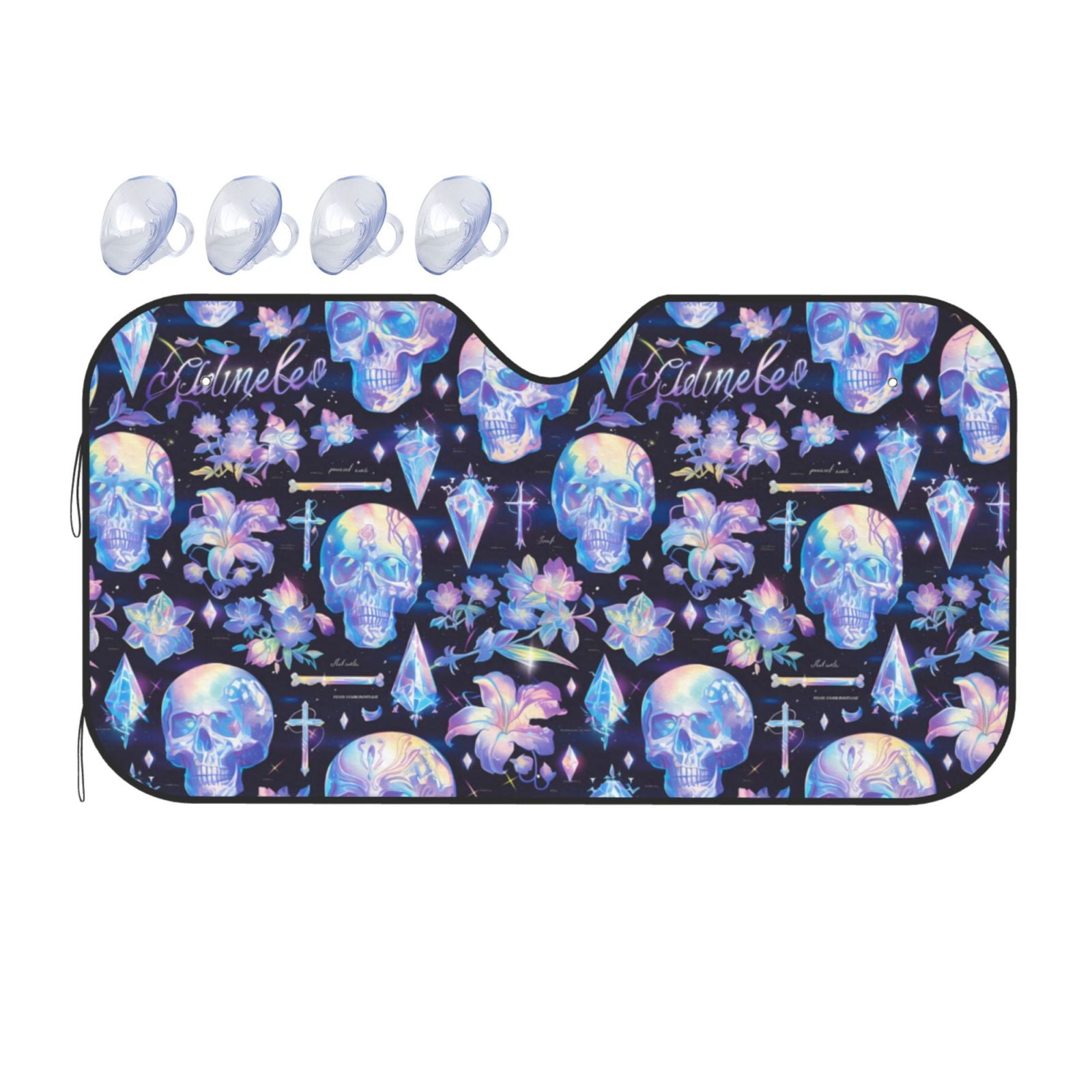 Fuzoiu crystal cool Skull flower Print Car Windshield Sunshade,Foldable ...