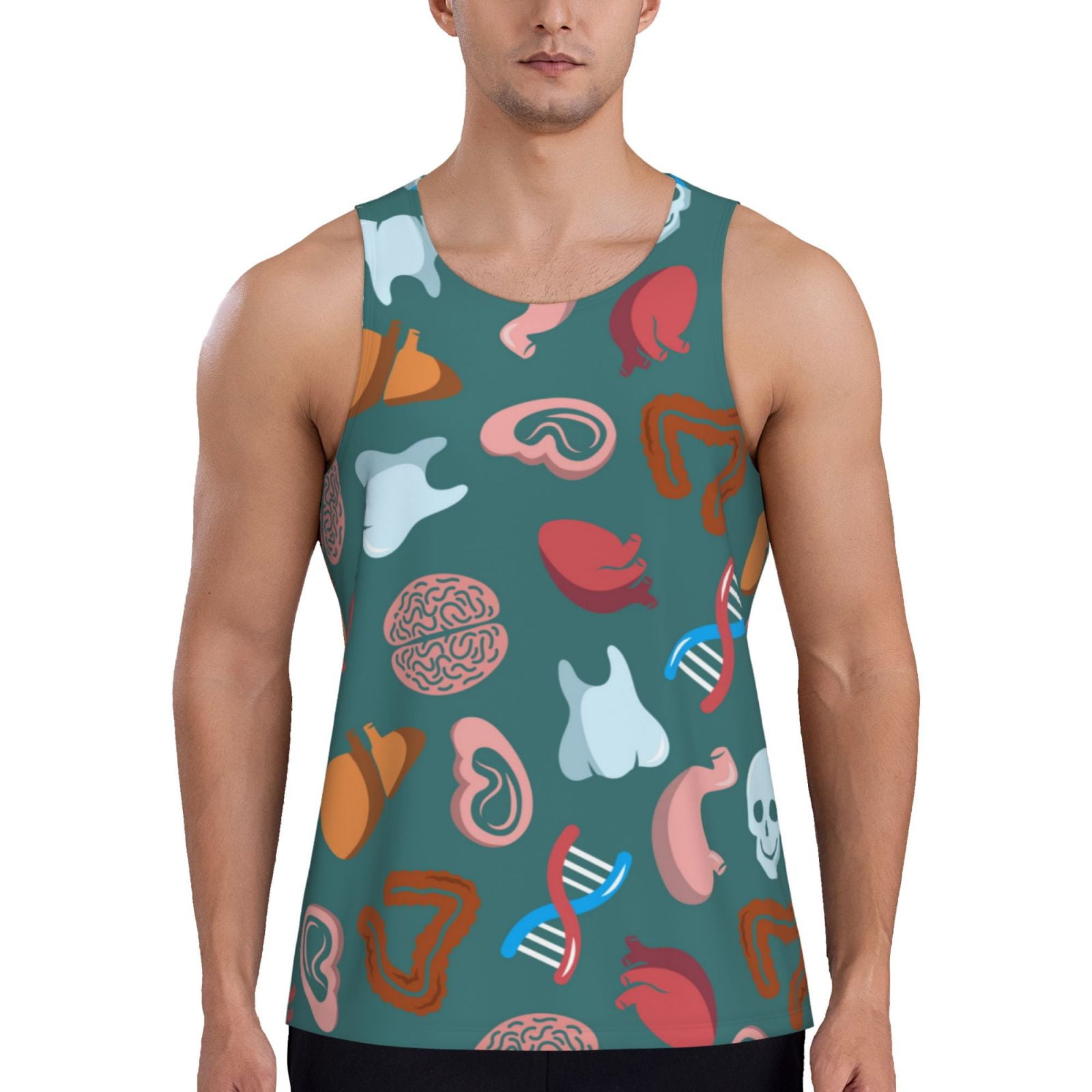 Fuzoiu cute Skull organ Print Men's Workout Tank Tops,Sleeveless Gym ...