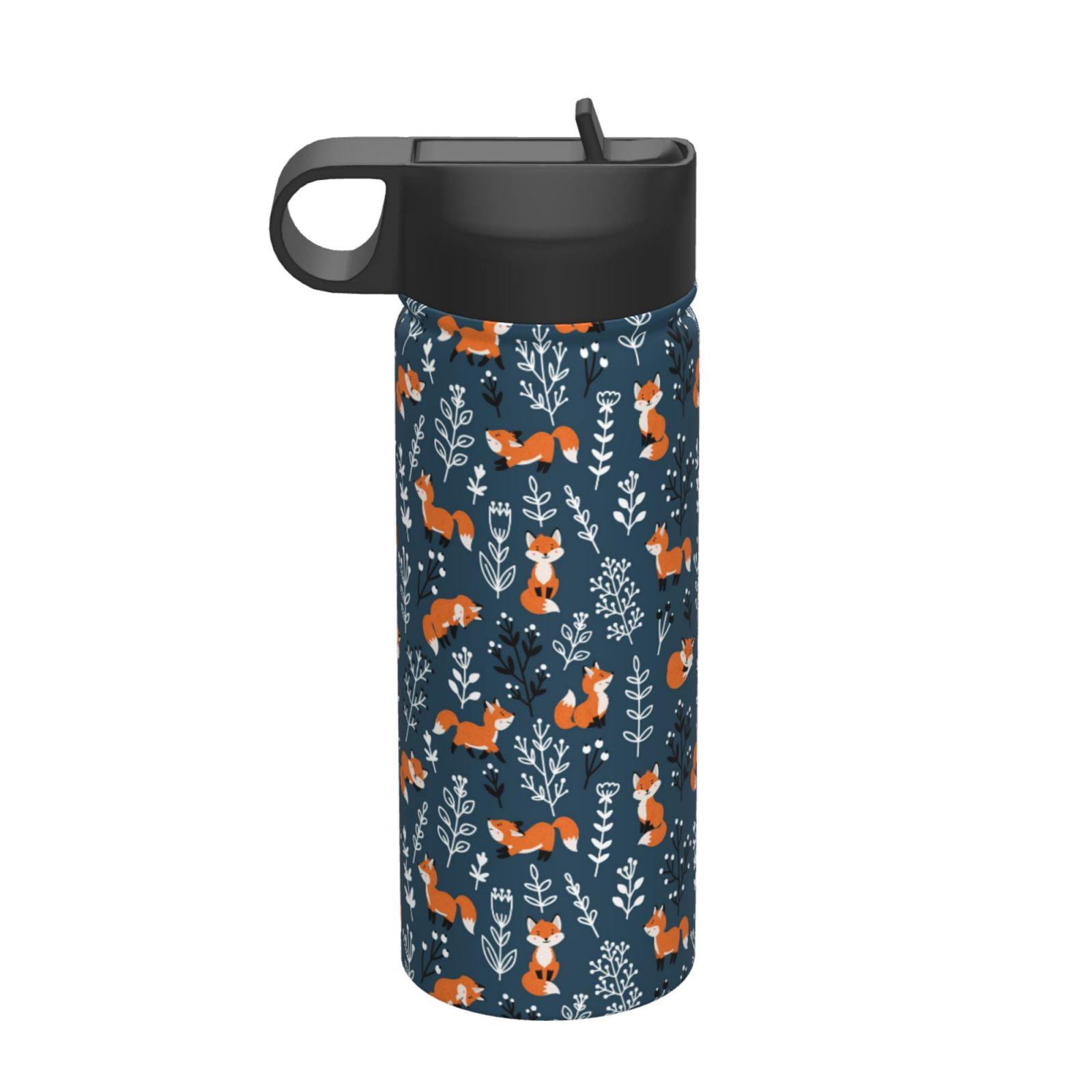 Fuzoiu cute fall fox Print 18oz Insulated Sports Kettle, Outdoor Sport ...
