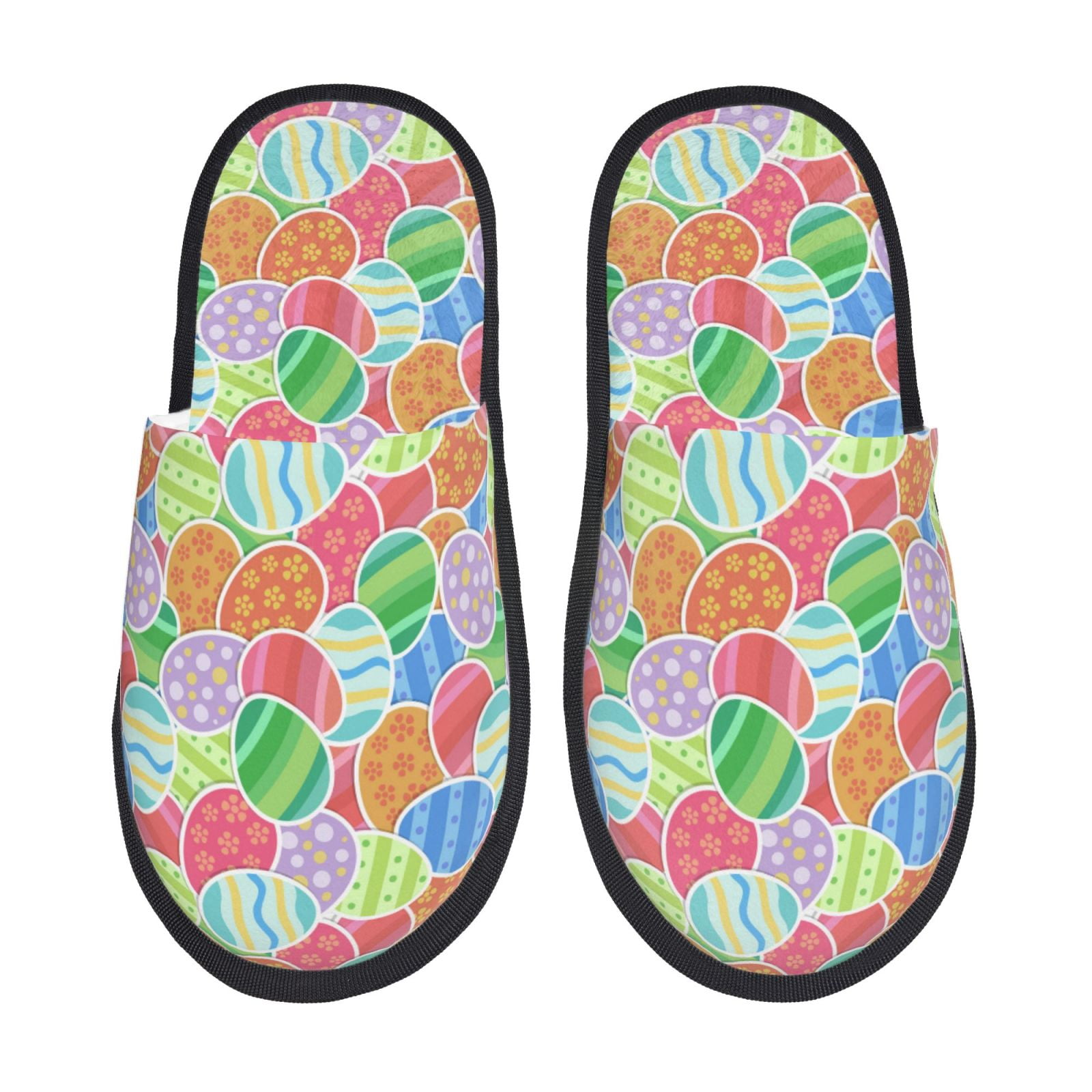 Fuzoiu easter eggs Print Unisex Furry Slippers,Plush Indoor Shoes ...