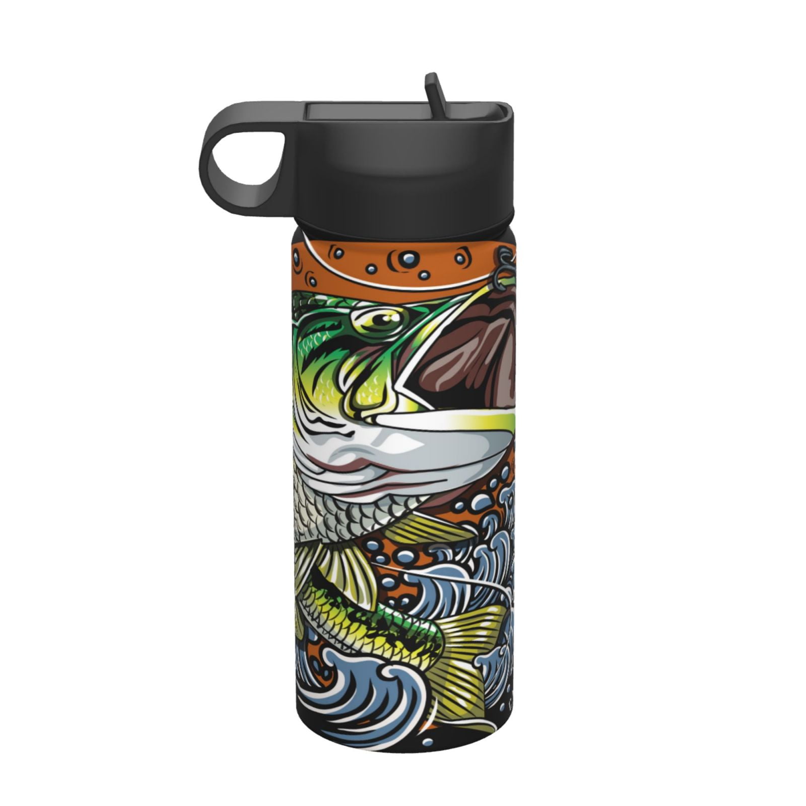 Fuzoiu fishing bass Print 18oz Insulated Sports Kettle, Outdoor Sport ...