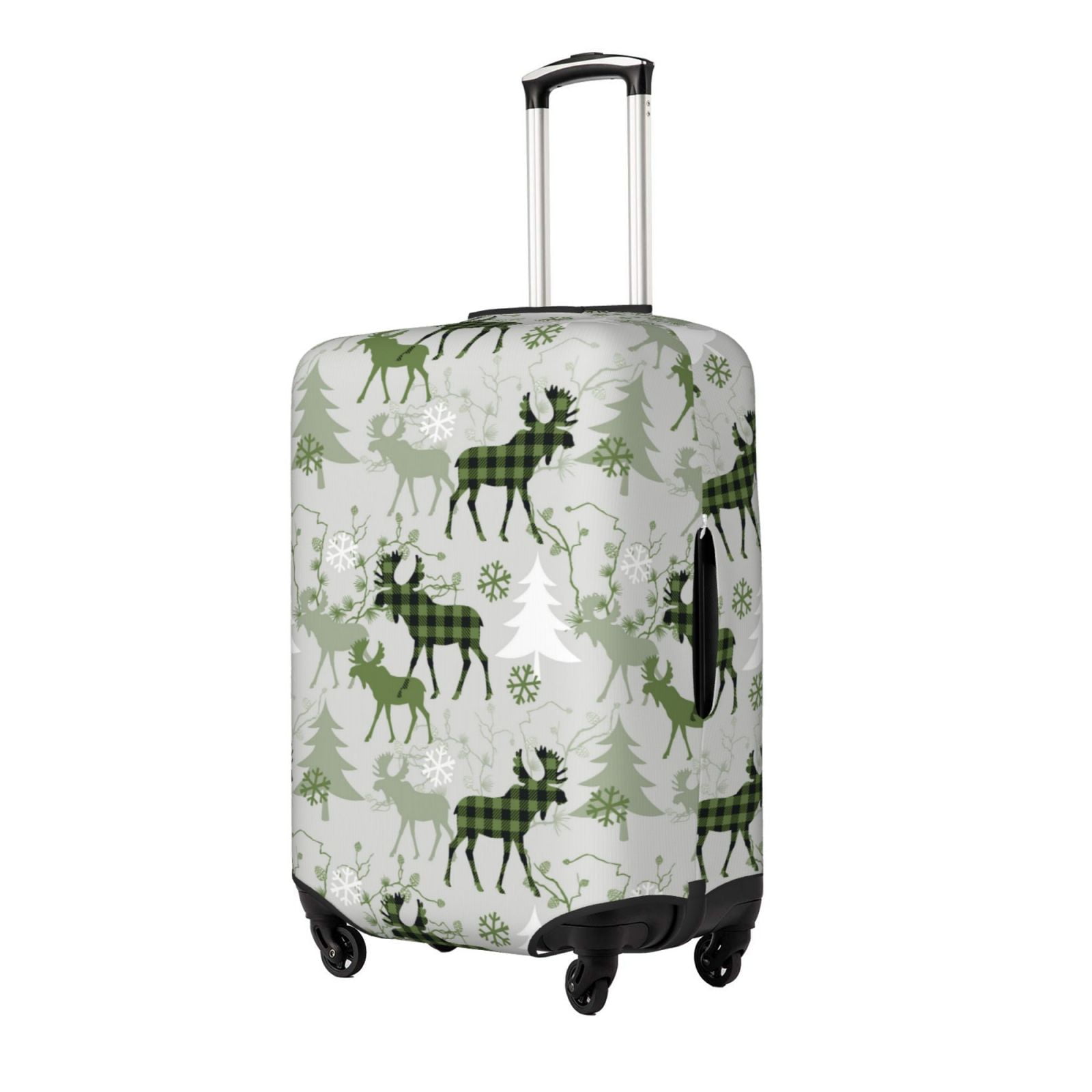 Fuzoiu green plaid Moose tree Print Suitcase Cover,Washable Luggage ...