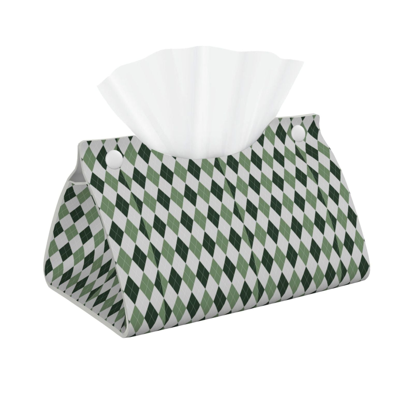 Fuzoiu grey and green argyle Print Tissue Box Cover, PU Leather Tissue ...