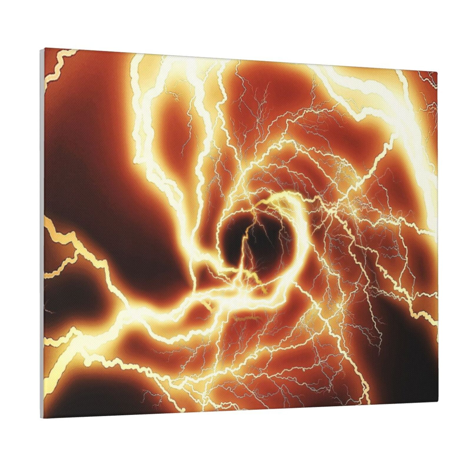Fuzoiu orange lightning Print Canvas Wall Art for Bathrooms,Wall Decor ...
