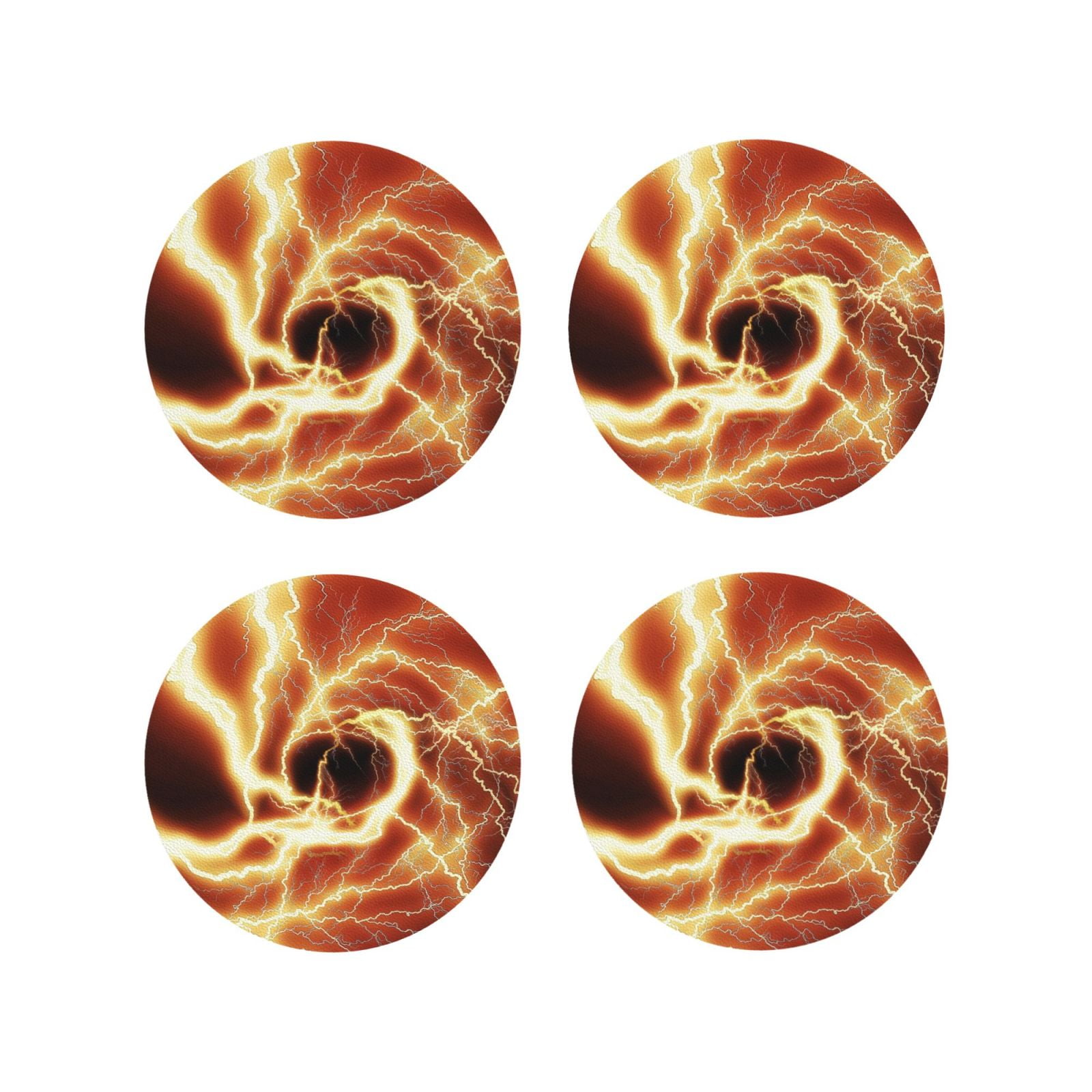 Fuzoiu orange lightning Print Leather Coasters Set,Drink Coasters Set ...