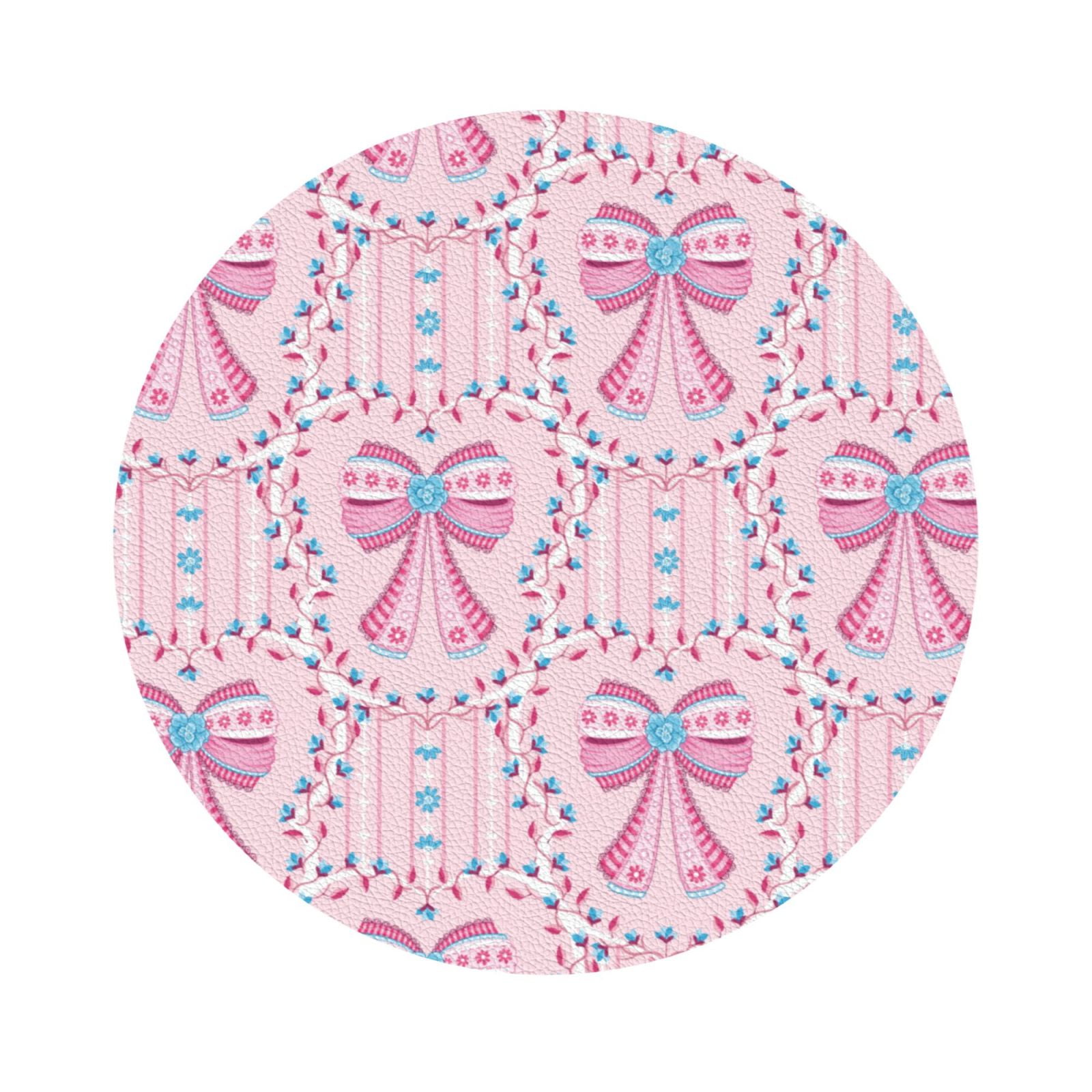 Fuzoiu pink bows Print Leather Coasters Set,Drink Coasters Set of 6,for ...