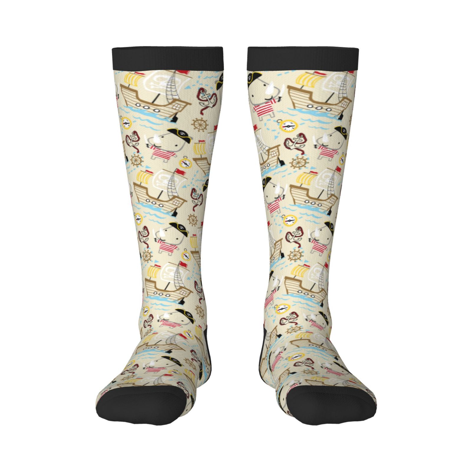 Fuzoiu pirate with sailing Print Adult Stockings,Crew Socks,Unisex ...