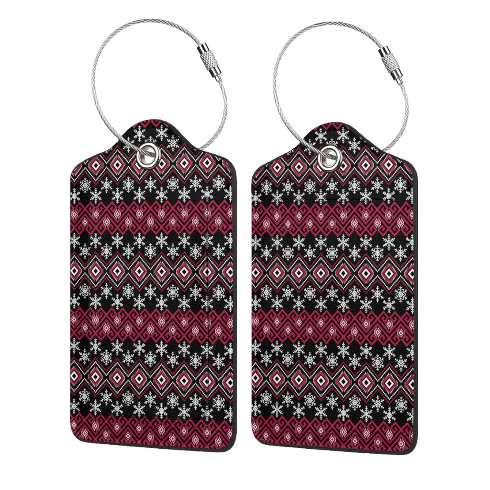 Fuzoiu red Minimalist Snowflake Print Premium Leather Luggage Tag ...