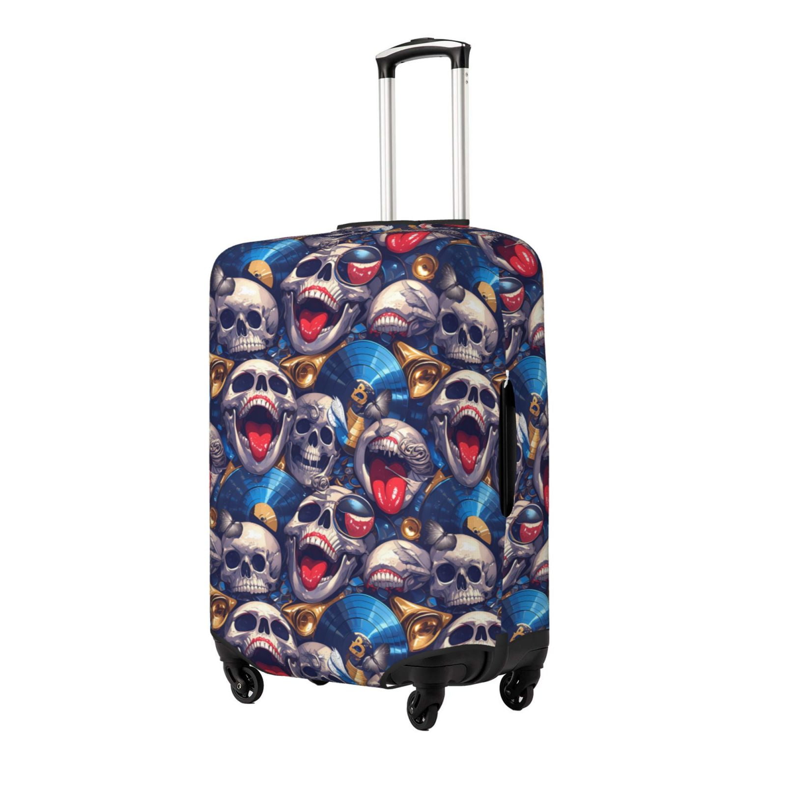 Fuzoiu rock Skull blue record Print Suitcase Cover,Washable Luggage ...