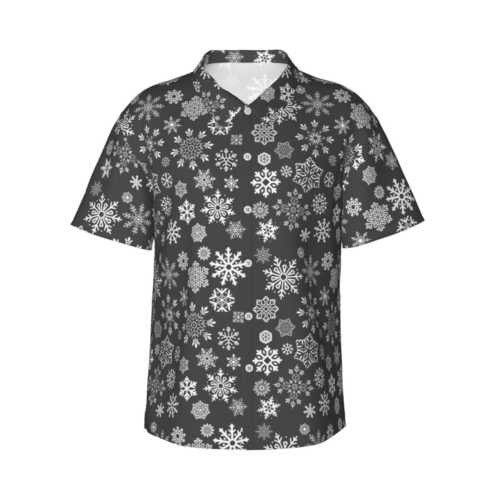 Fuzoiu simple white Snowflake Print Hawaiian Shirt for Men, Summer ...