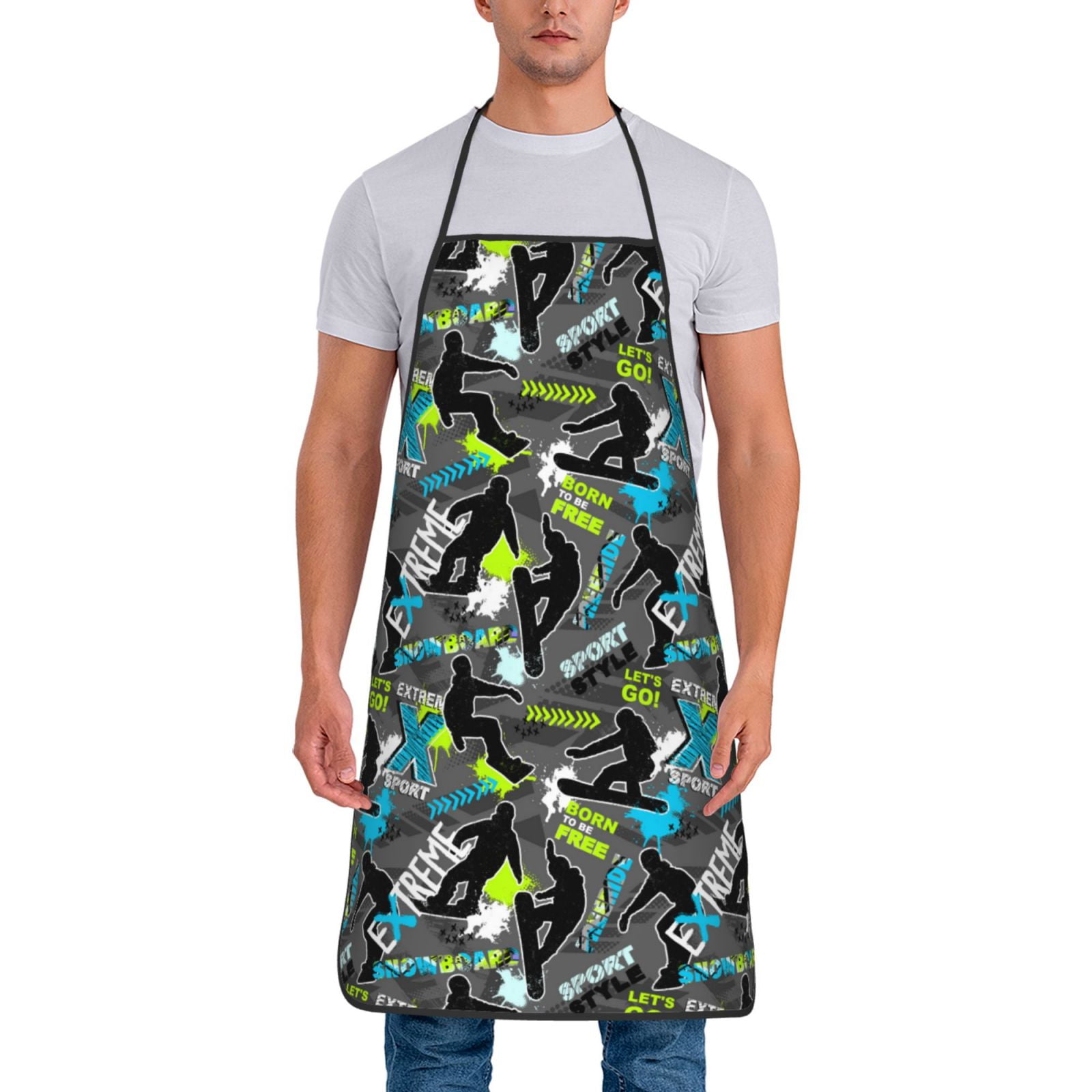 Fuzoiu sport sonw board Print Waterproof Apron, Kitchen Apron for Women ...