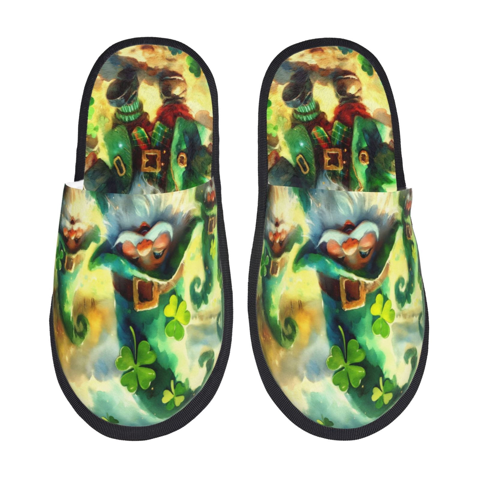 Fuzoiu st. patrick’s day gnomes Print Unisex Furry Slippers,Plush ...