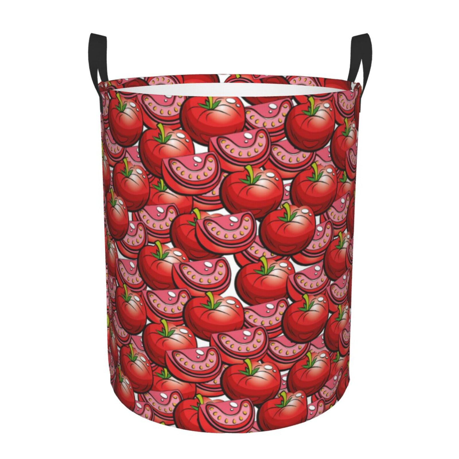 Fuzoiu tomato Print Circular Hamper,Laundry Basket with Handle ...