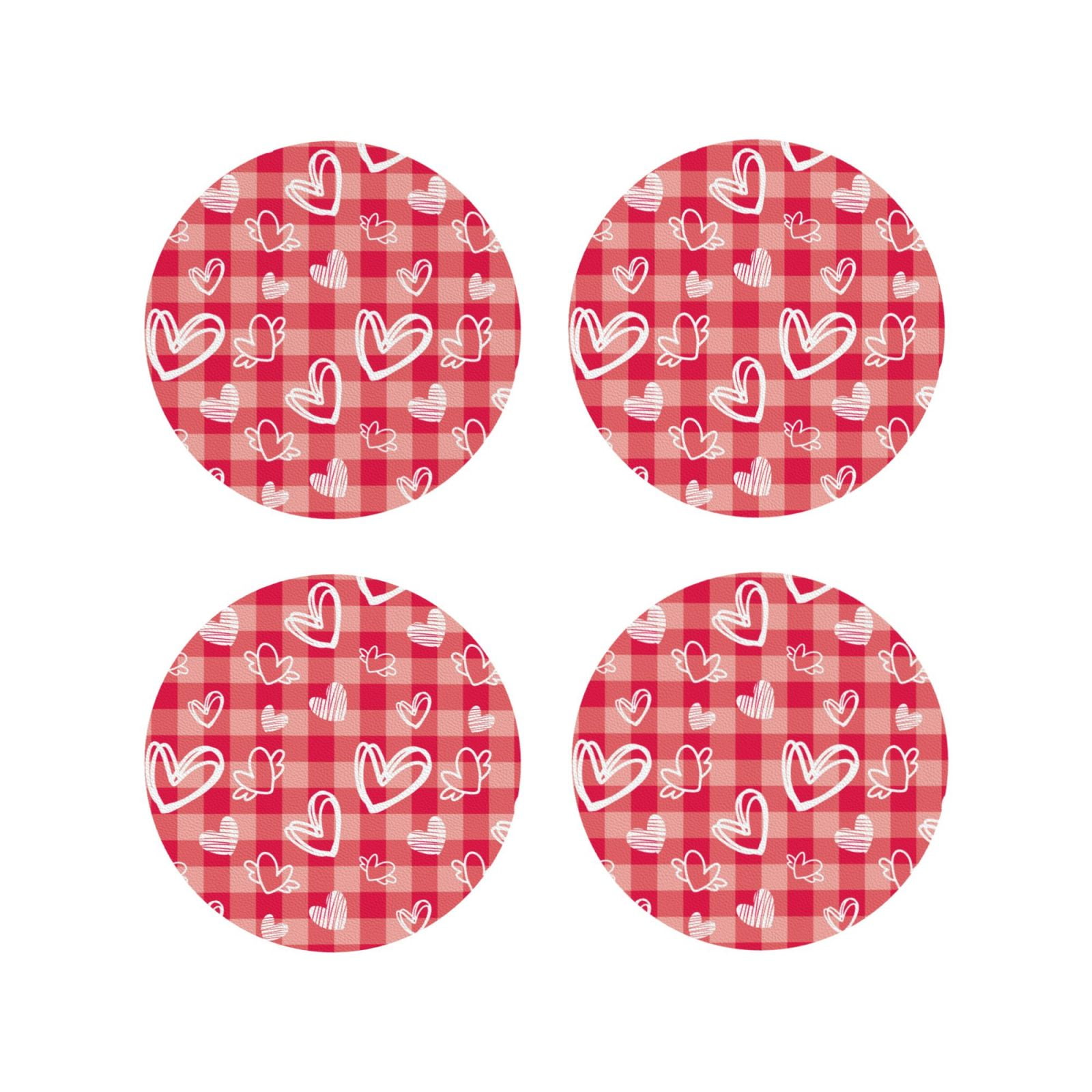 Fuzoiu valentine day with heart Print Leather Coasters Set,Drink ...