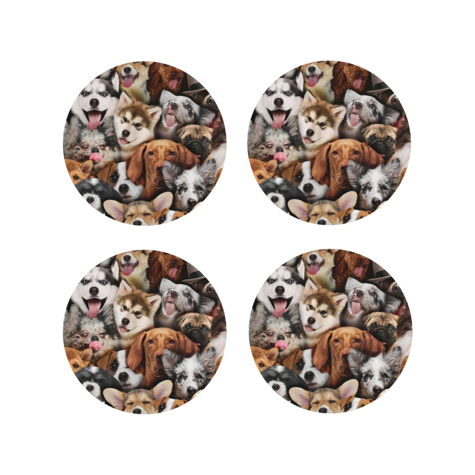 Fuzoiu various dog breeds Print Leather Coasters Set,Drink Coasters Set ...