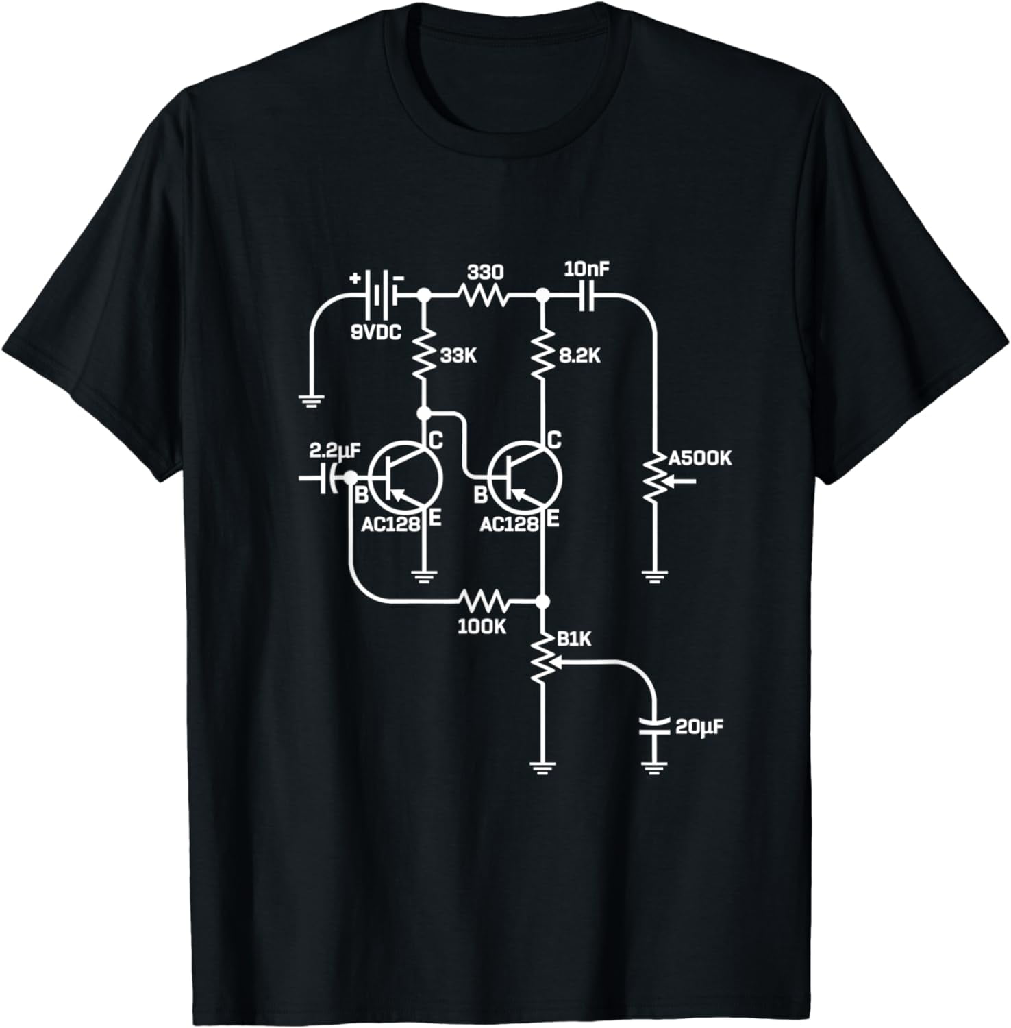 Fuzz Pedal Schematic Diagram Germanium PnP Circuit Effect T-Shirt ...