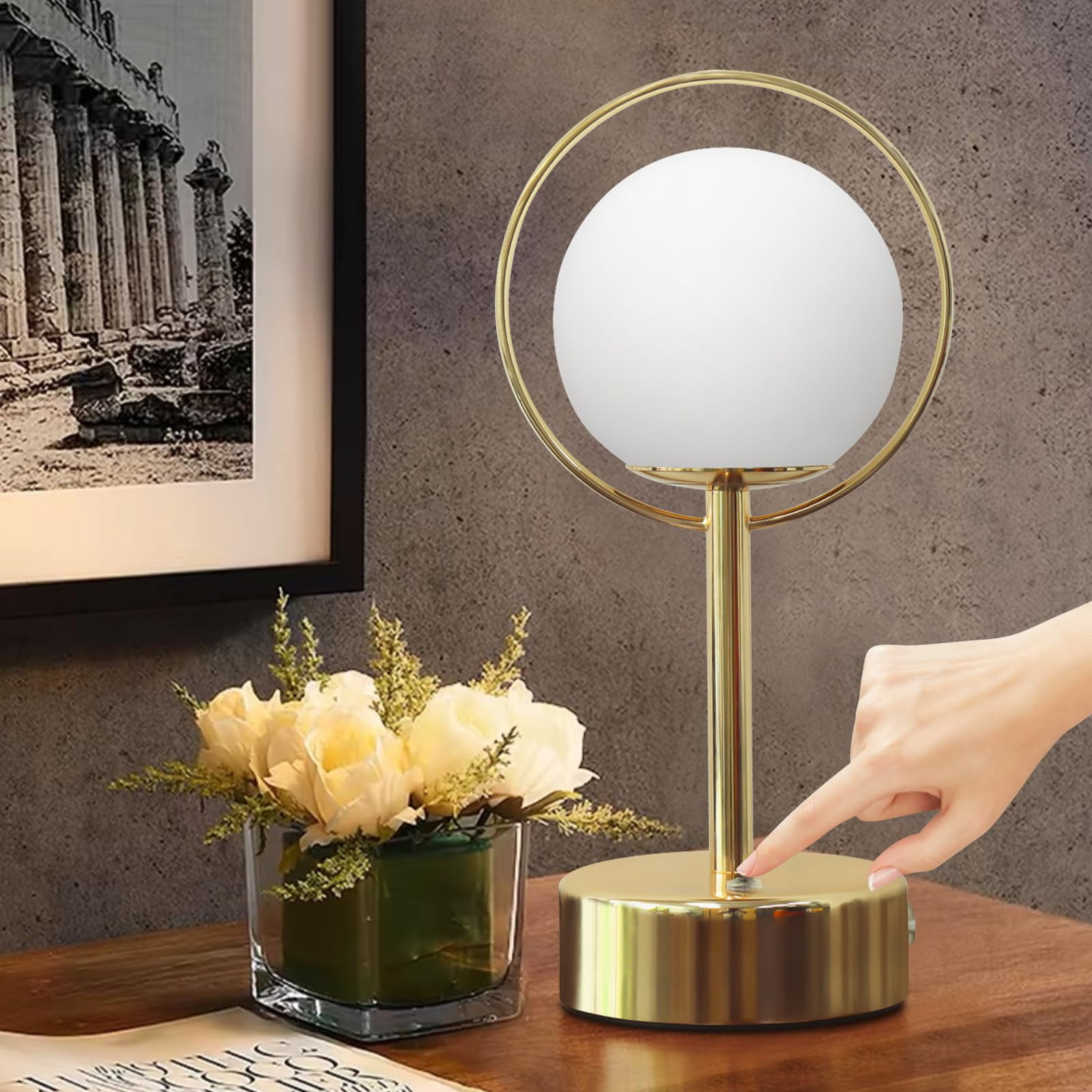 Fuzzbopn Table Lamp-1 Pack 5000 mAh Battery Operated Lamp, Dimming ...