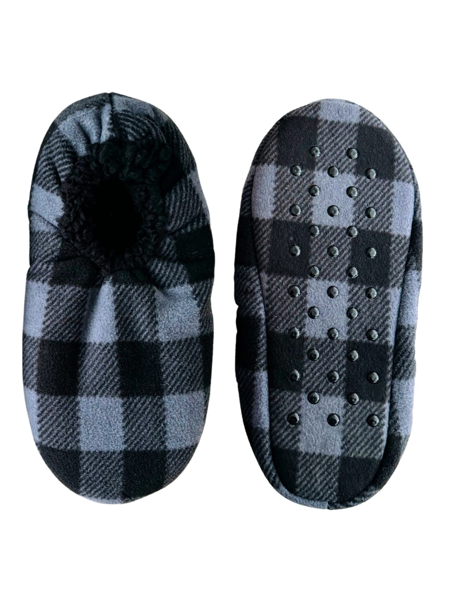 Fuzzy Babba Men's Black Buffalo Check Indoor Slipper Socks with ...
