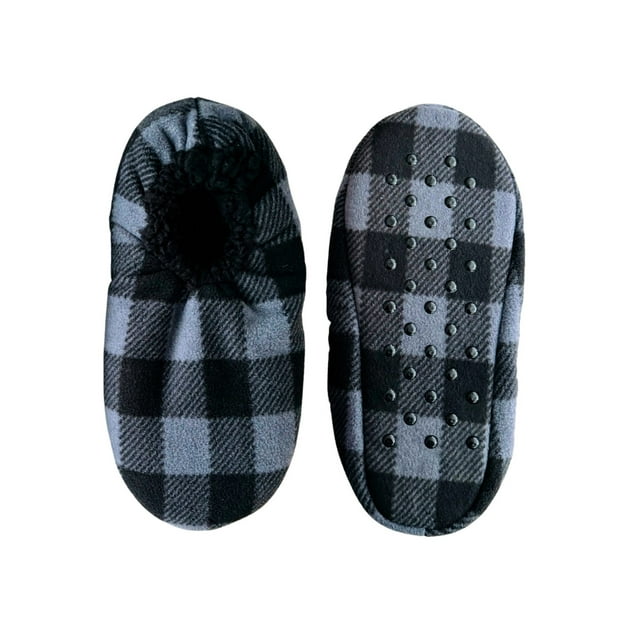 Fuzzy Babba Men's Black Buffalo Check Slipper Socks, Sizes M/L-L/XL ...