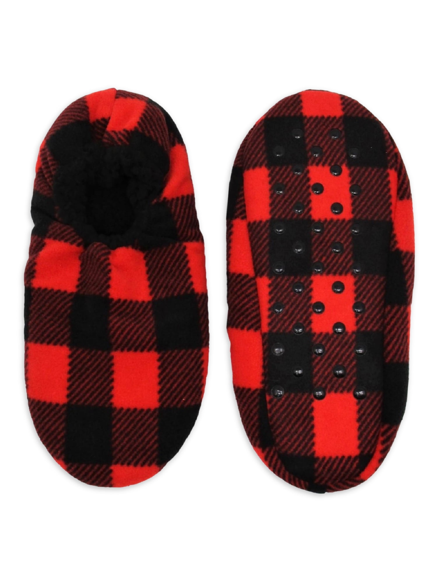 Fuzzy Babba Men's Red Buffalo Check Slipper Socks, Sizes M/L-L/XL ...
