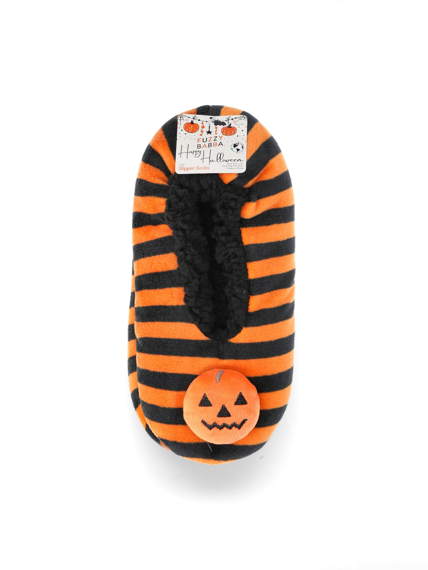 Fuzzy Babba Women's Plush Halloween 3D Pumpkin Slipper Socks with ...