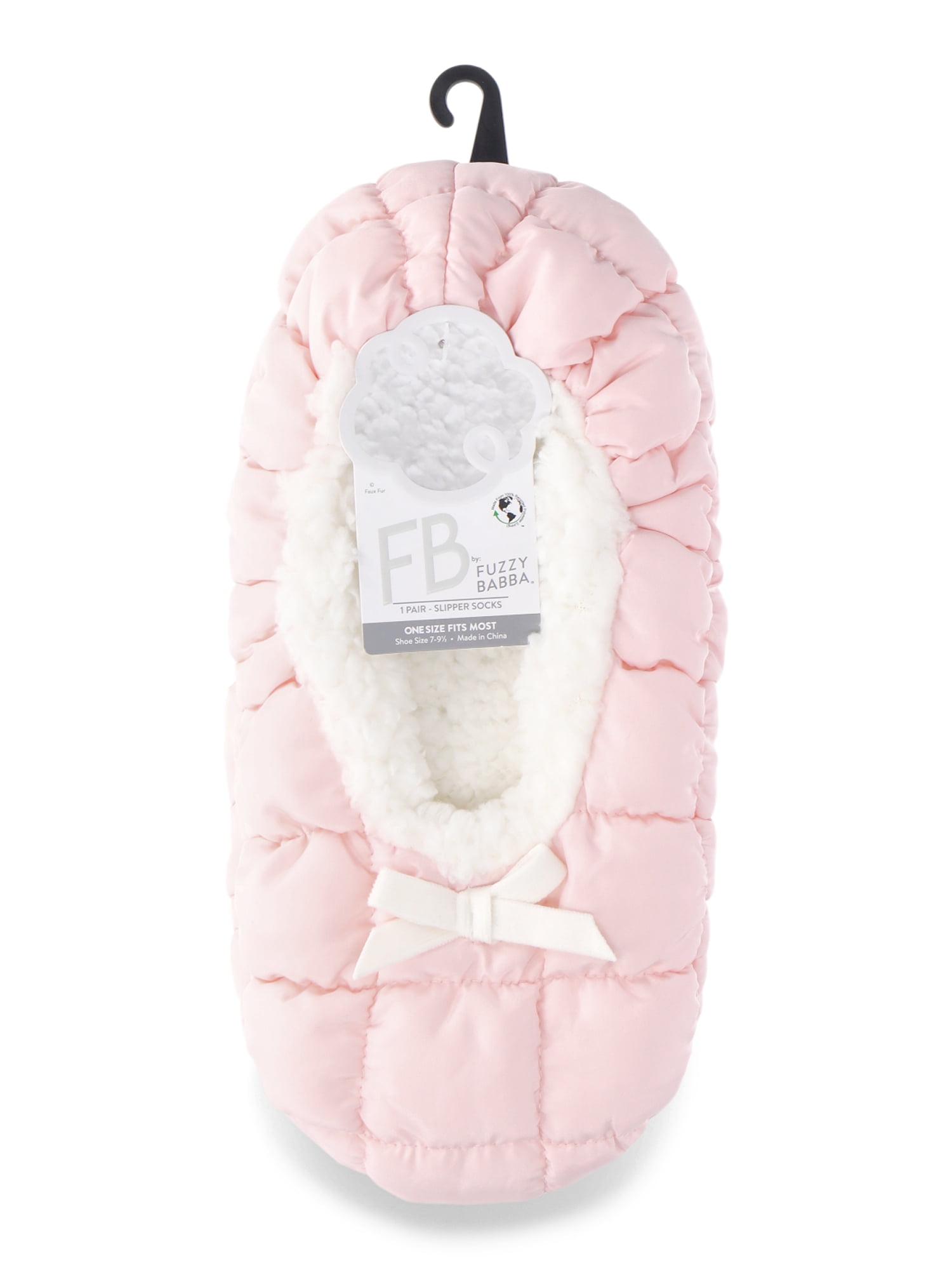 Fuzzy Babba Women’s Puffer Slipper Socks with Faux Fur Lining, 1-Pack ...