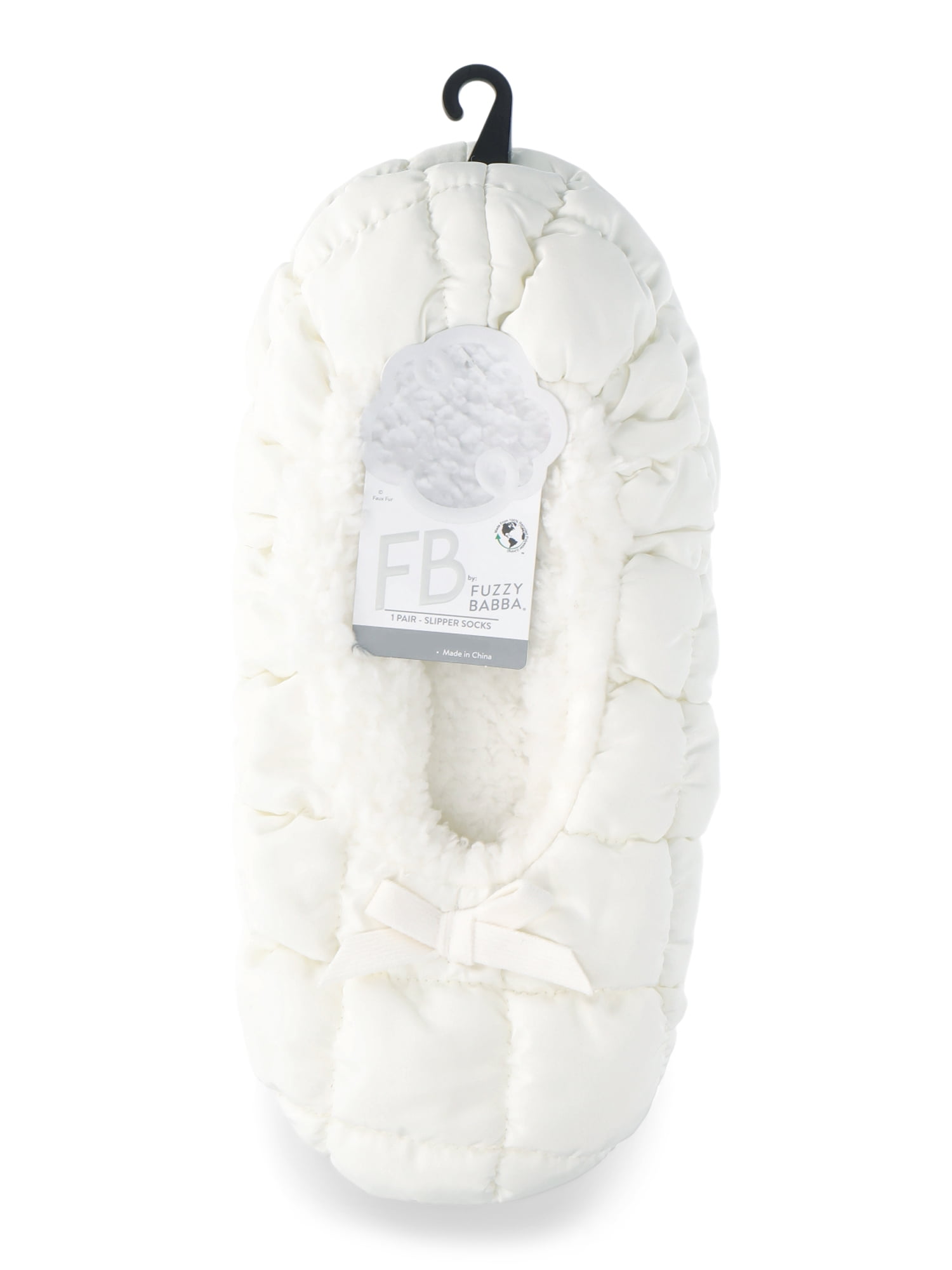 Fuzzy Babba Women’s Puffer Slipper Socks with Faux Fur Lining, 1-Pack ...