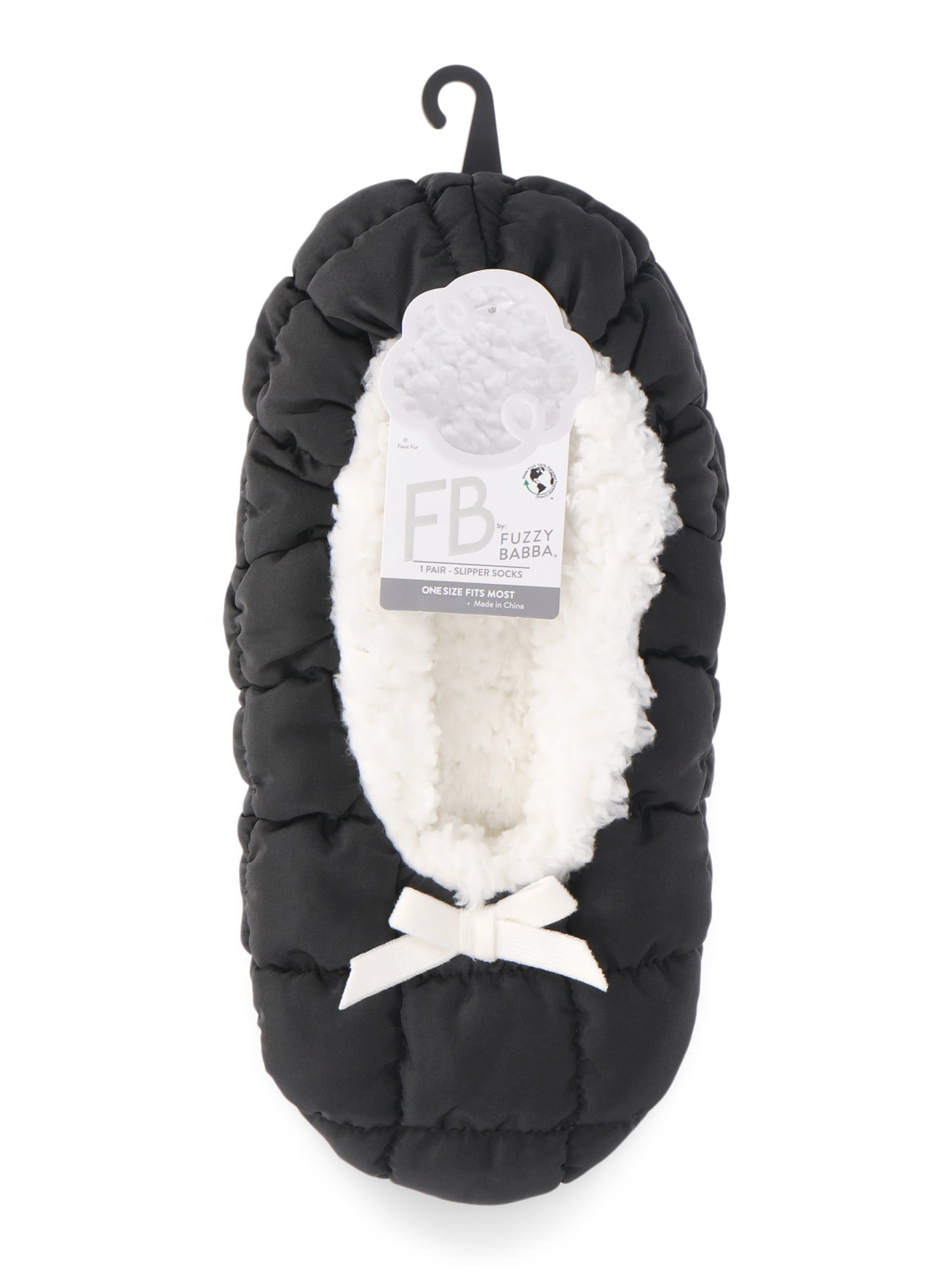 Fuzzy Babba Women’s Puffer Slipper Socks with Faux Fur Lining, 1-Pack, One Size - Walmart.com