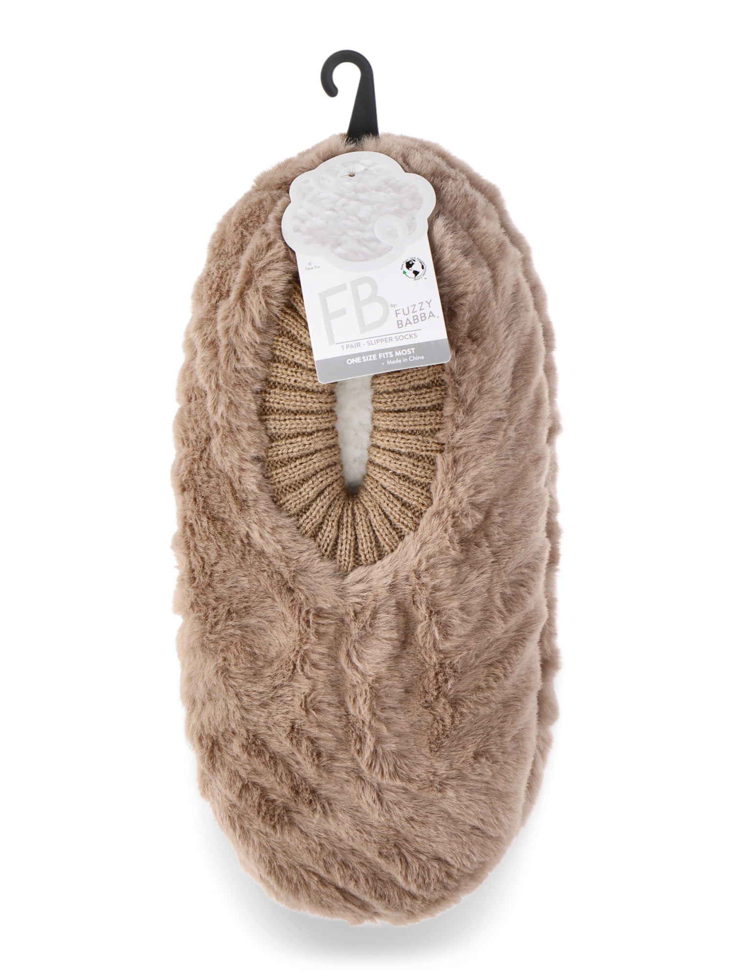 Fuzzy Babba Women's Textured Faux Fur Slipper Socks, 1-Pack, One Size ...
