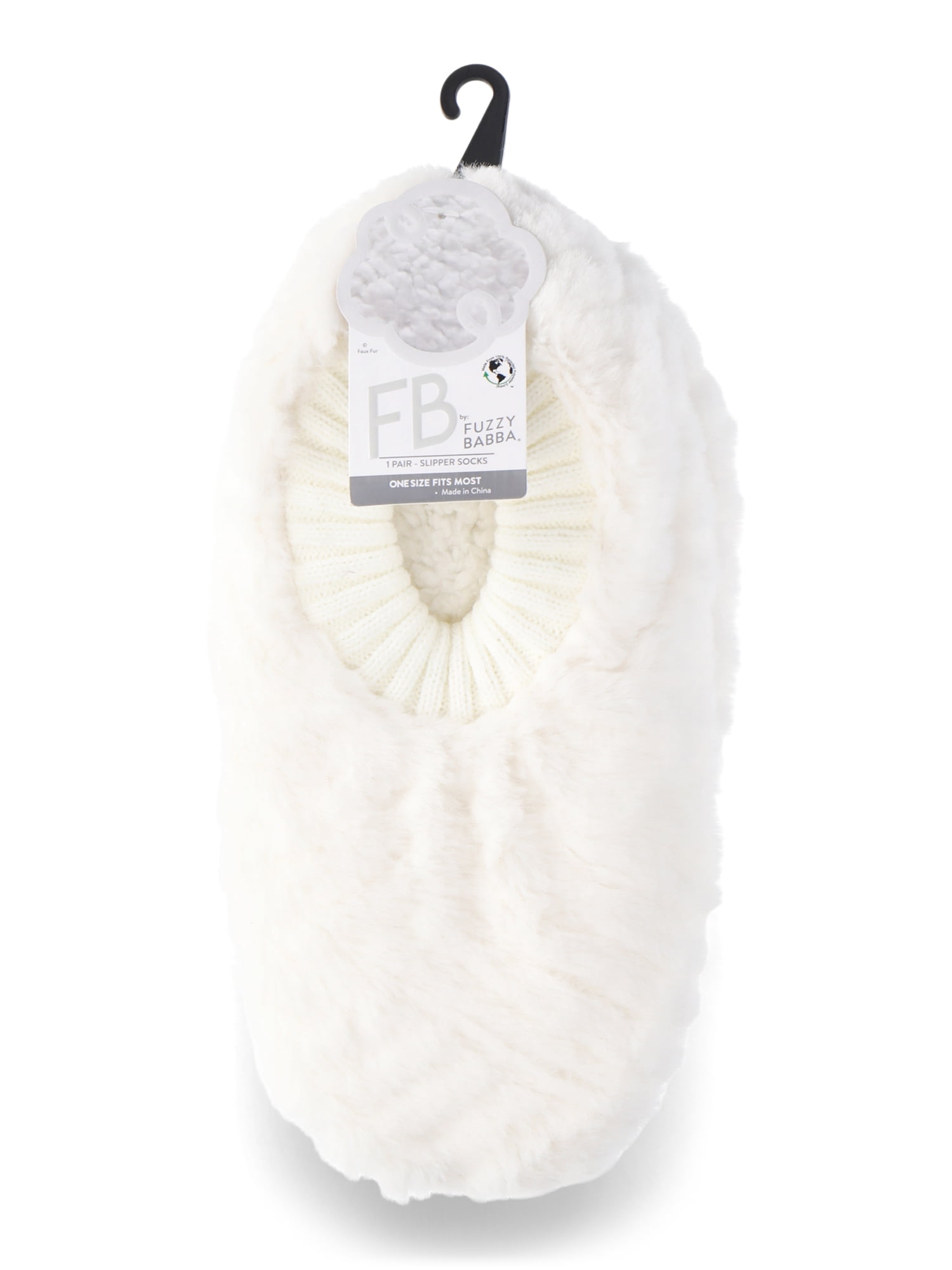 Fuzzy Babba Women's Textured Faux Fur Slipper Socks, 1-Pack, One Size ...