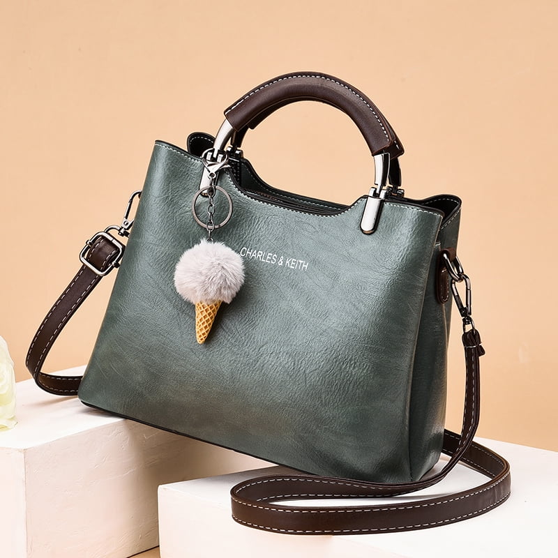 Fuzzy Ball Decor Top Handle Bag, Elegant Zipper Shoulder Purse ...