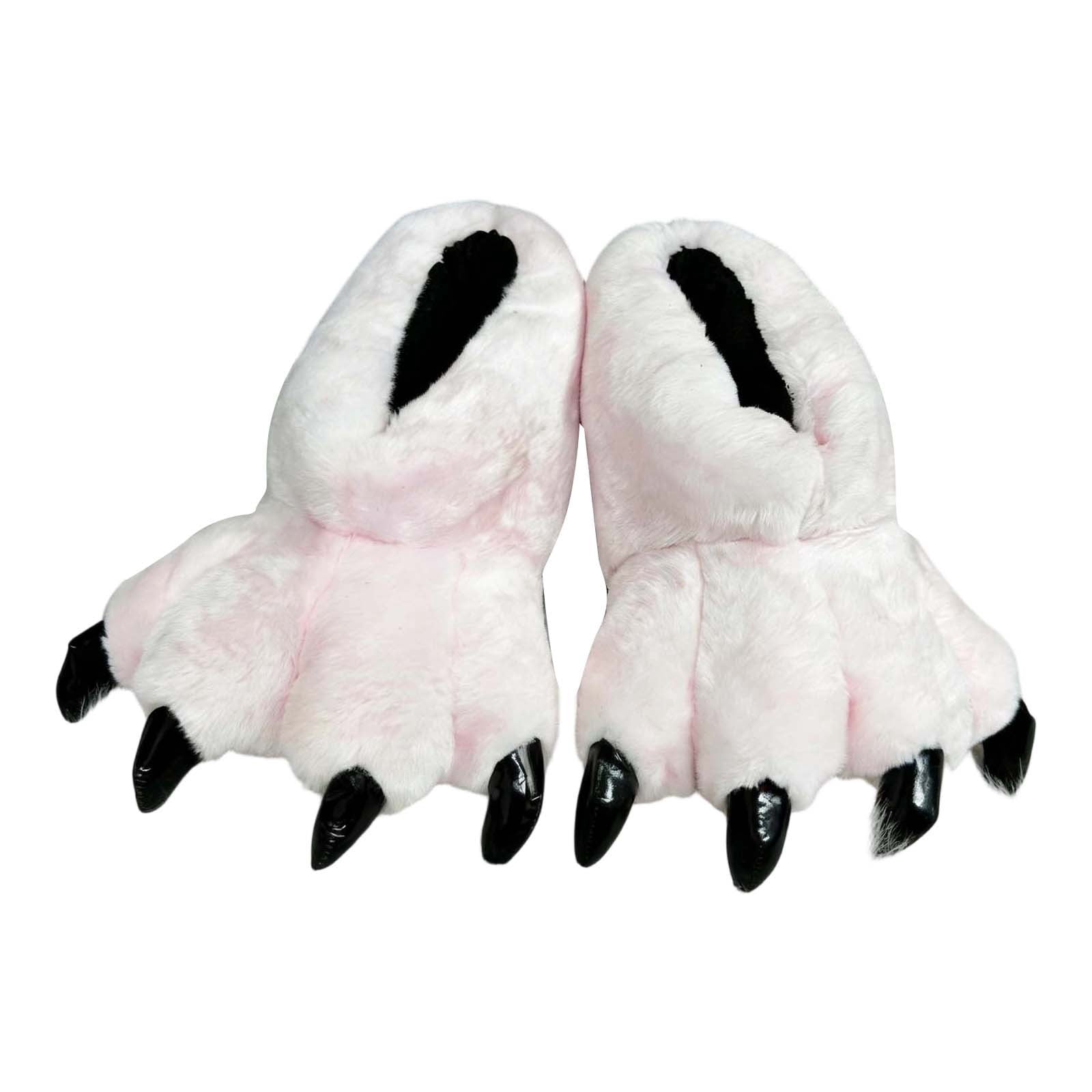 Fuzzy Bear Feet Slippers Womens & Mens, Funny Indoor House Shoes ...