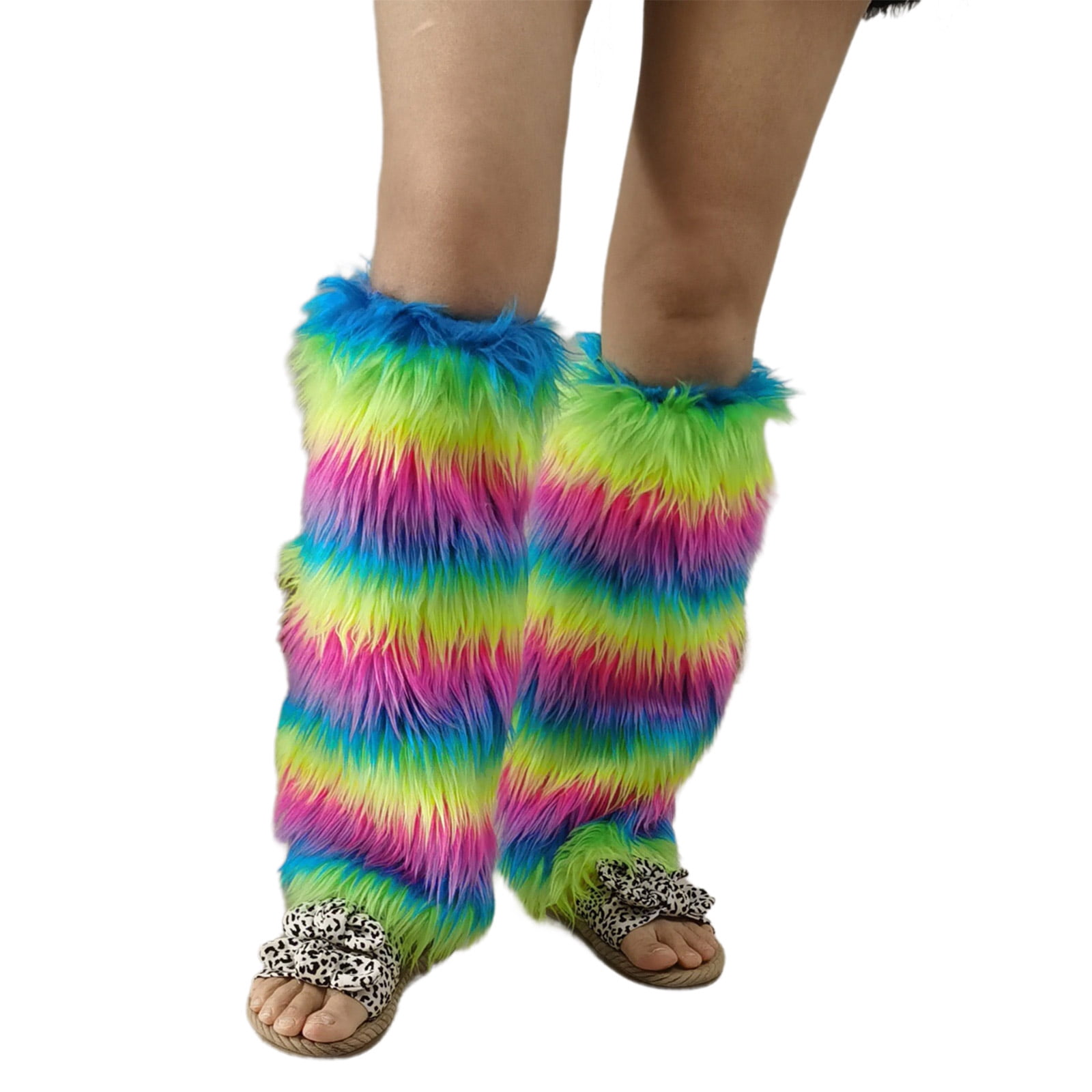 Fuzzy Boot Cuffs Leg Warmer for Women Girls Aesthetic Vintage Rainbow ...