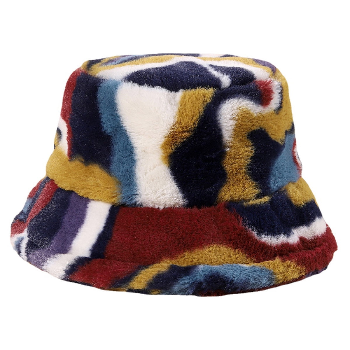 Fuzzy Bucket Hat for Women Furry Fur Bucket Hat Winter Warm Plush ...