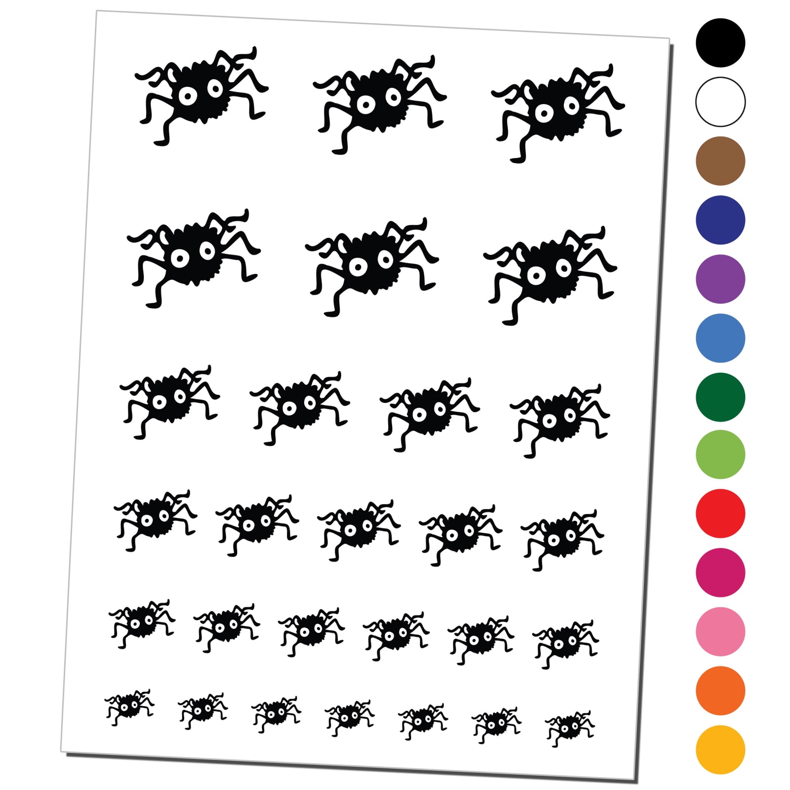 Fuzzy Cartoon Bug Spider Water Resistant Temporary Tattoo Set Fake Body ...