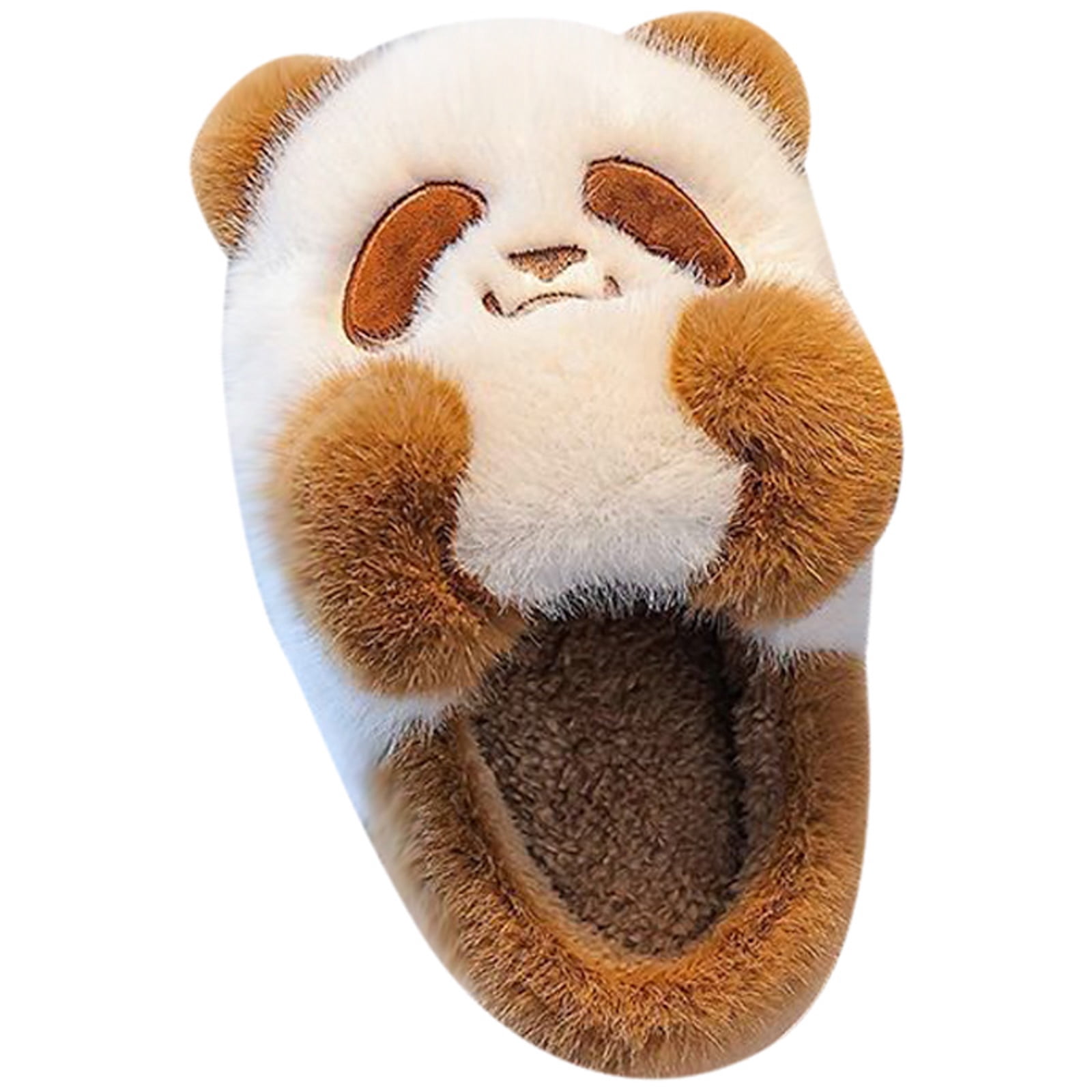 Fuzzy Cartoon Panda Plush Animal House Slippers for Boys Girls Kids ...