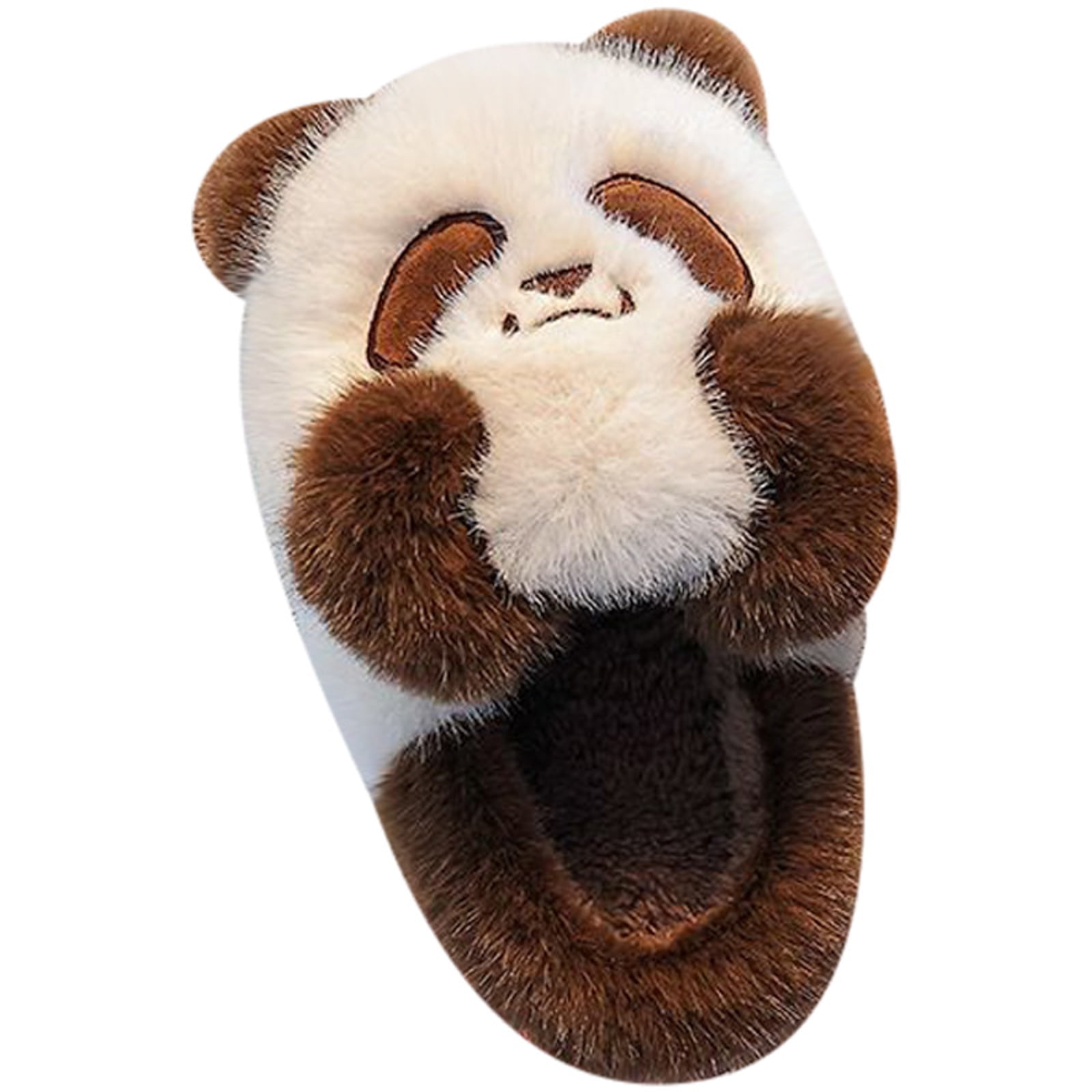 Fuzzy Cartoon Panda Plush Animal House Slippers for Boys Girls Kids ...