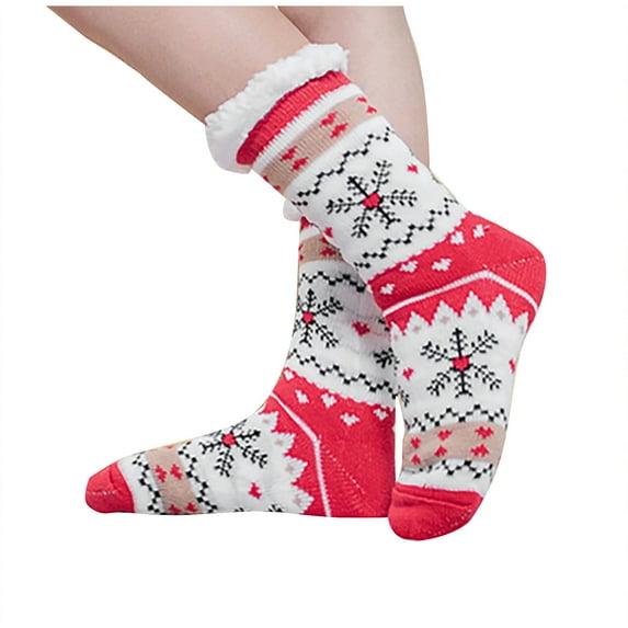 Fuzzy Christmas Socks for Women, Sherpa Lined Warm Cozy Winter Xmas ...