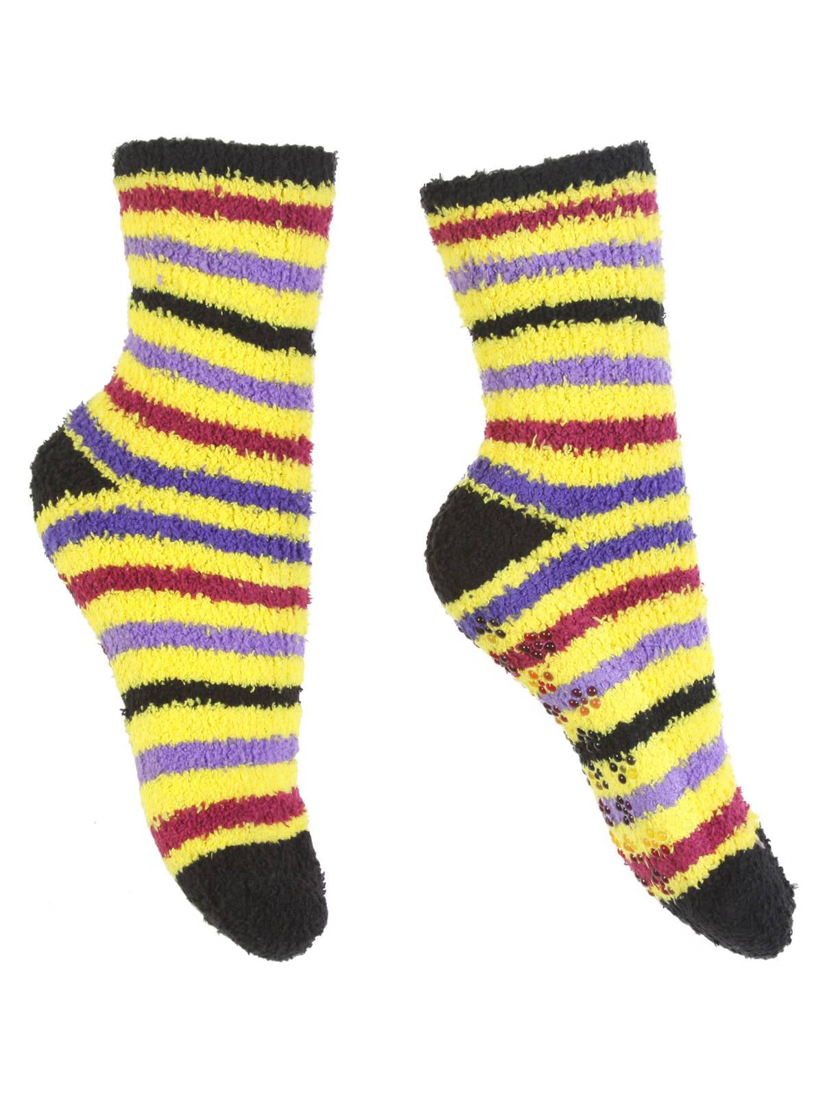Fuzzy Cozy Socks With Daisy Grip On Bottom Buy 1 Get 1 Free, Stripe ( 2 ...