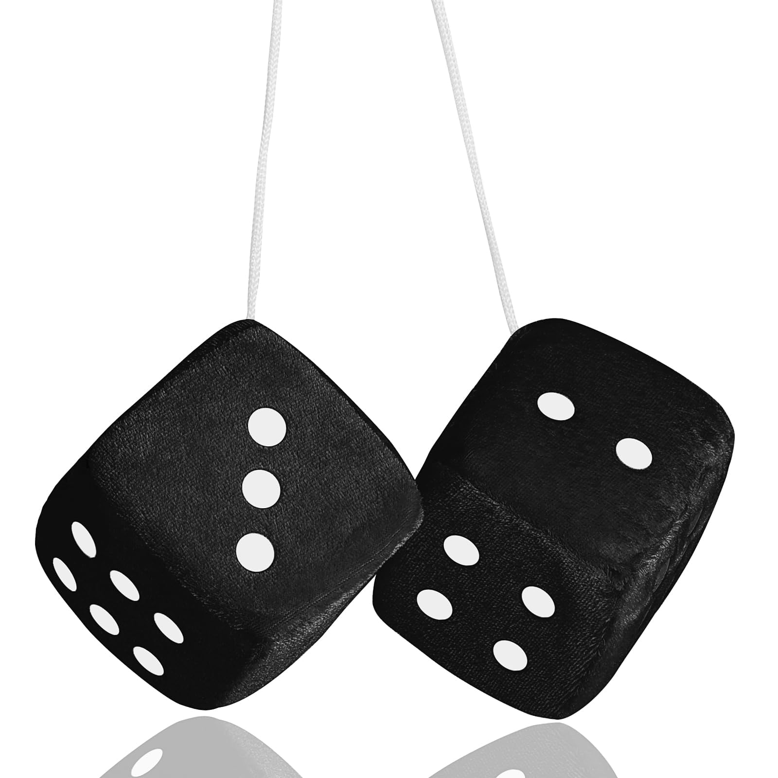 Fuzzy Dice for Rear View Mirror, Black Fuzzy Dice for Car Mirror, 2 ...