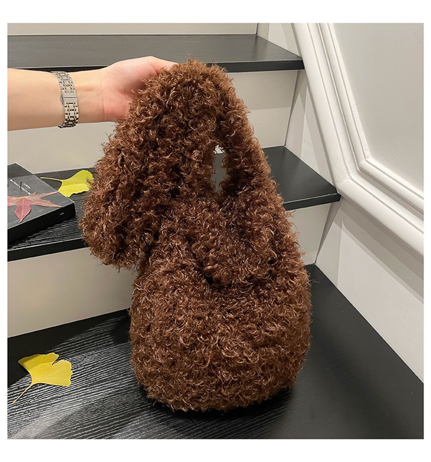 Fuzzy Faux Fur Tote Bag for Women | Soft Furry Shoulder Bag with Bunny ...