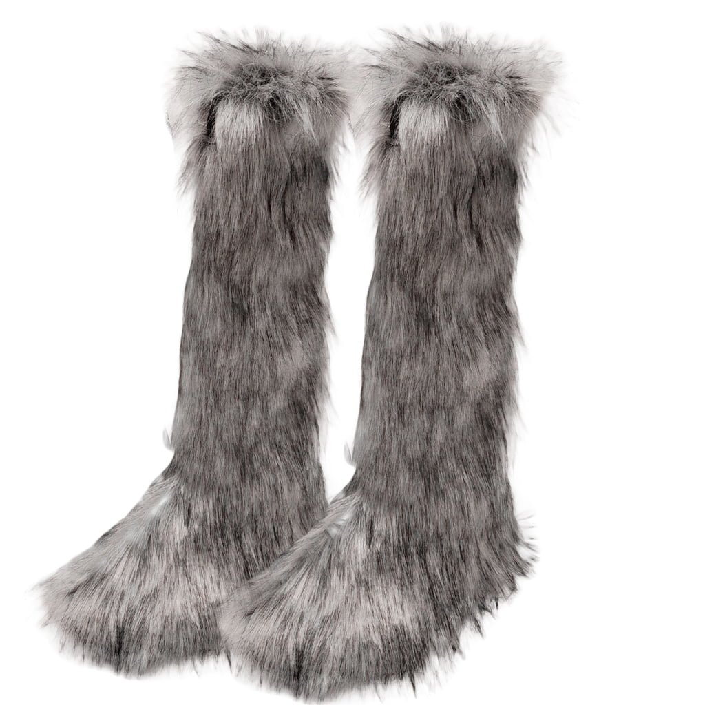 Fuzzy Faux Furs Leg Warmer Furs Heels Long Boot Cuffs Cover Carnivals ...