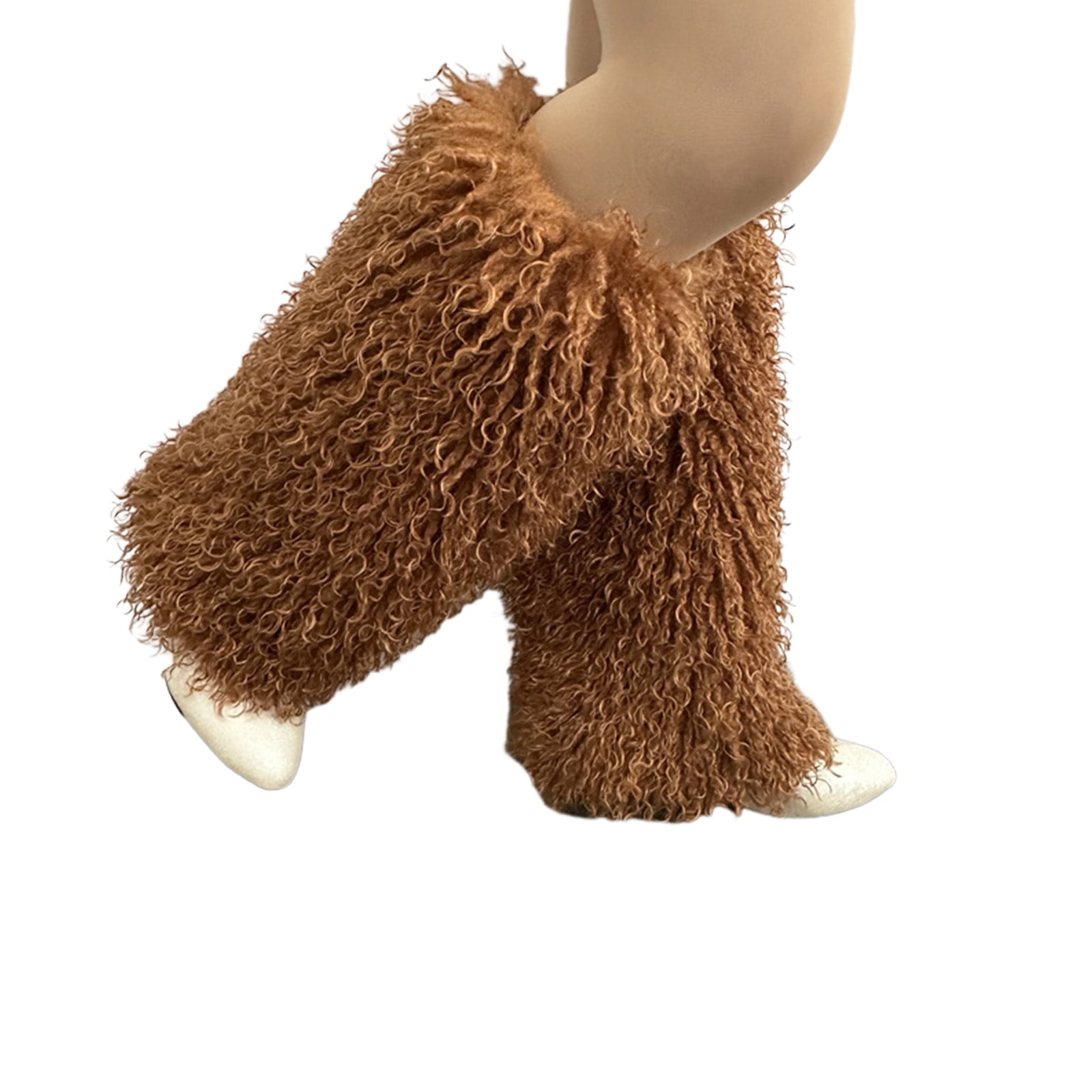 Fuzzy Faux Furs Leg Warmers Furs Long Boots Cuffs Cover Belt Pair ...