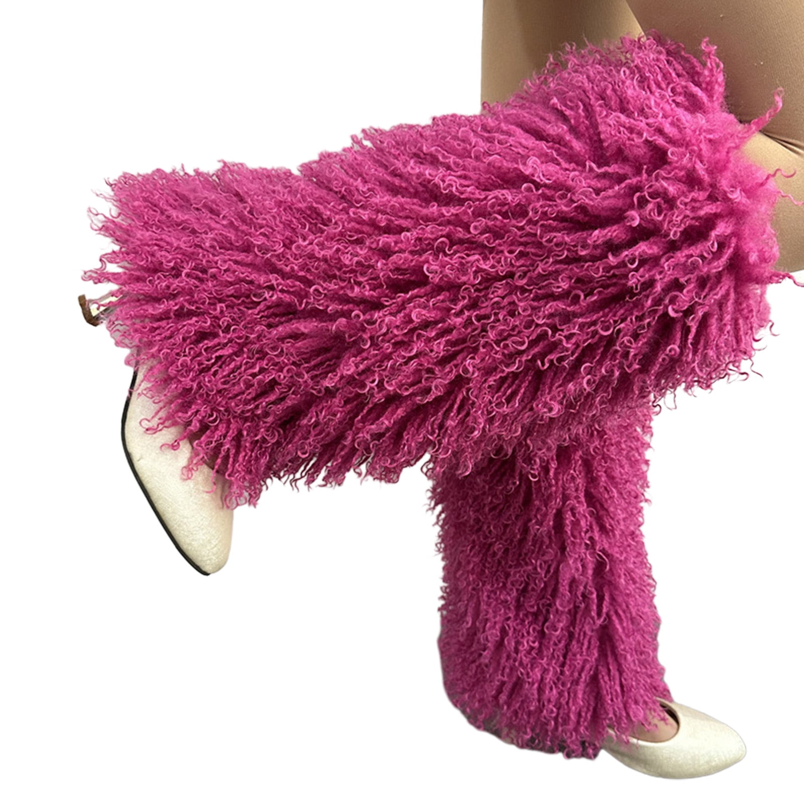 Fuzzy Faux Furs Leg Warmers Furs Long Boots Cuffs Cover Belt Pair ...