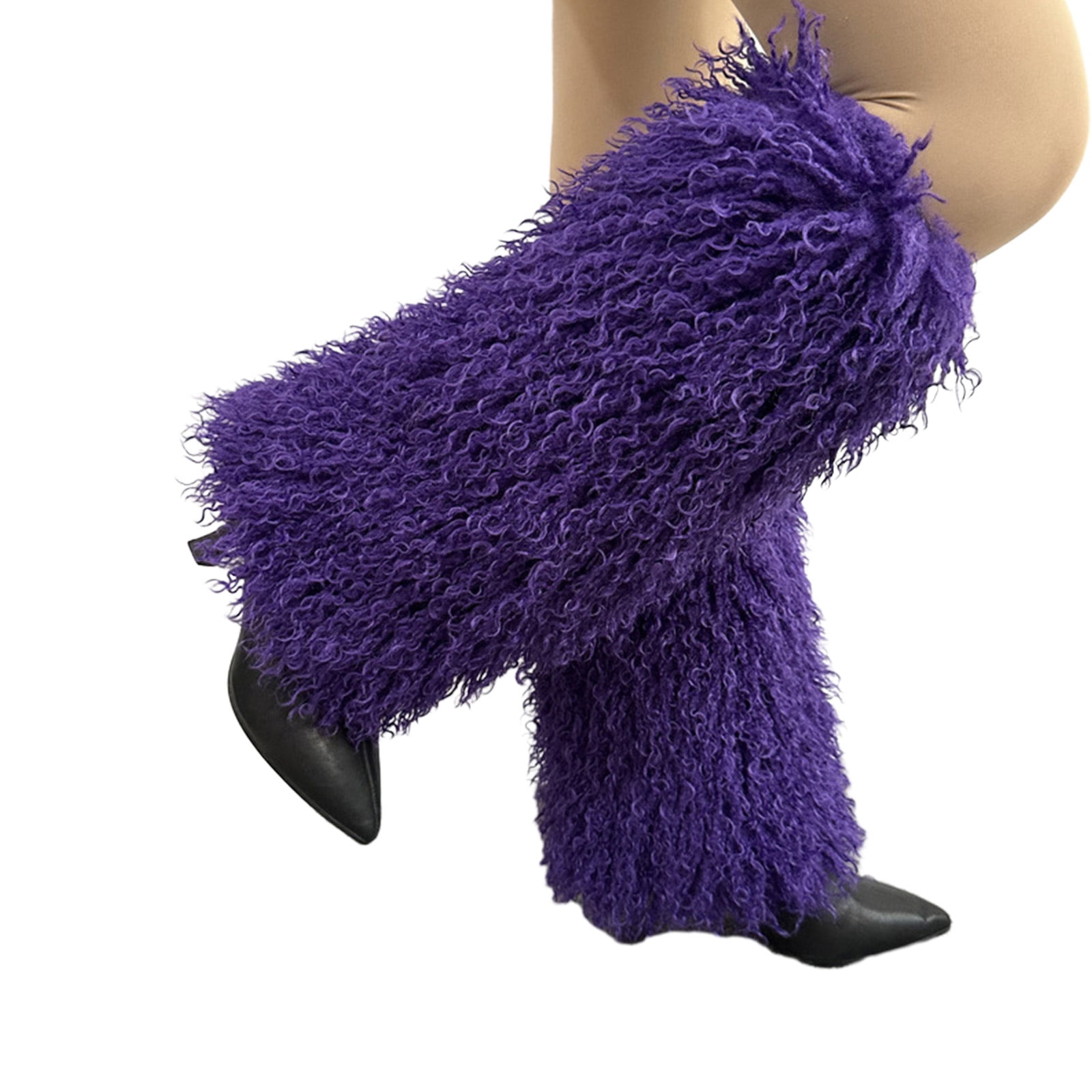 Fuzzy Faux Furs Leg Warmers Furs Long Boots Cuffs Cover Belt Pair ...