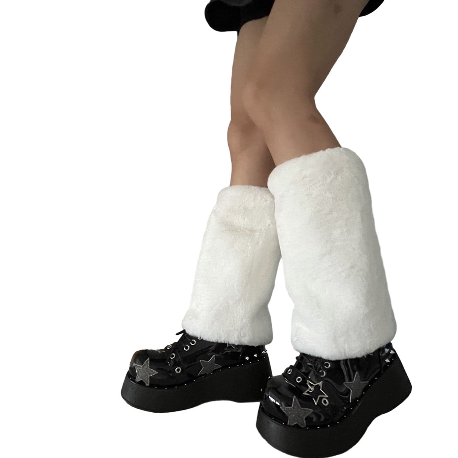 Fuzzy Faux Furs Leg Warmers Furs Long Boots Cuffs Cover Has Elastic ...